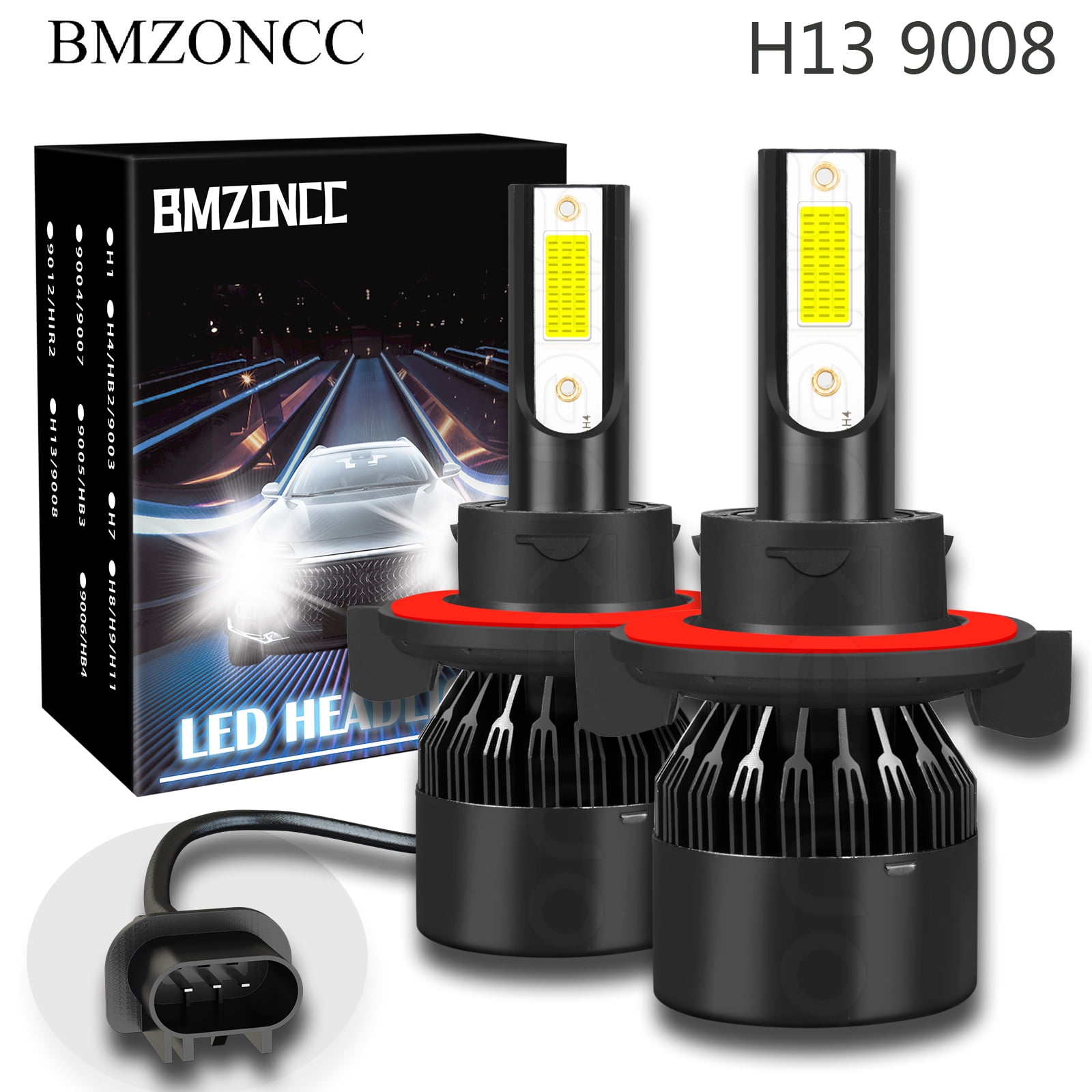 LED Headlight Hi/Lo Light Bulb 9008 High&Low Dual Beam for Chevy Cruze ...