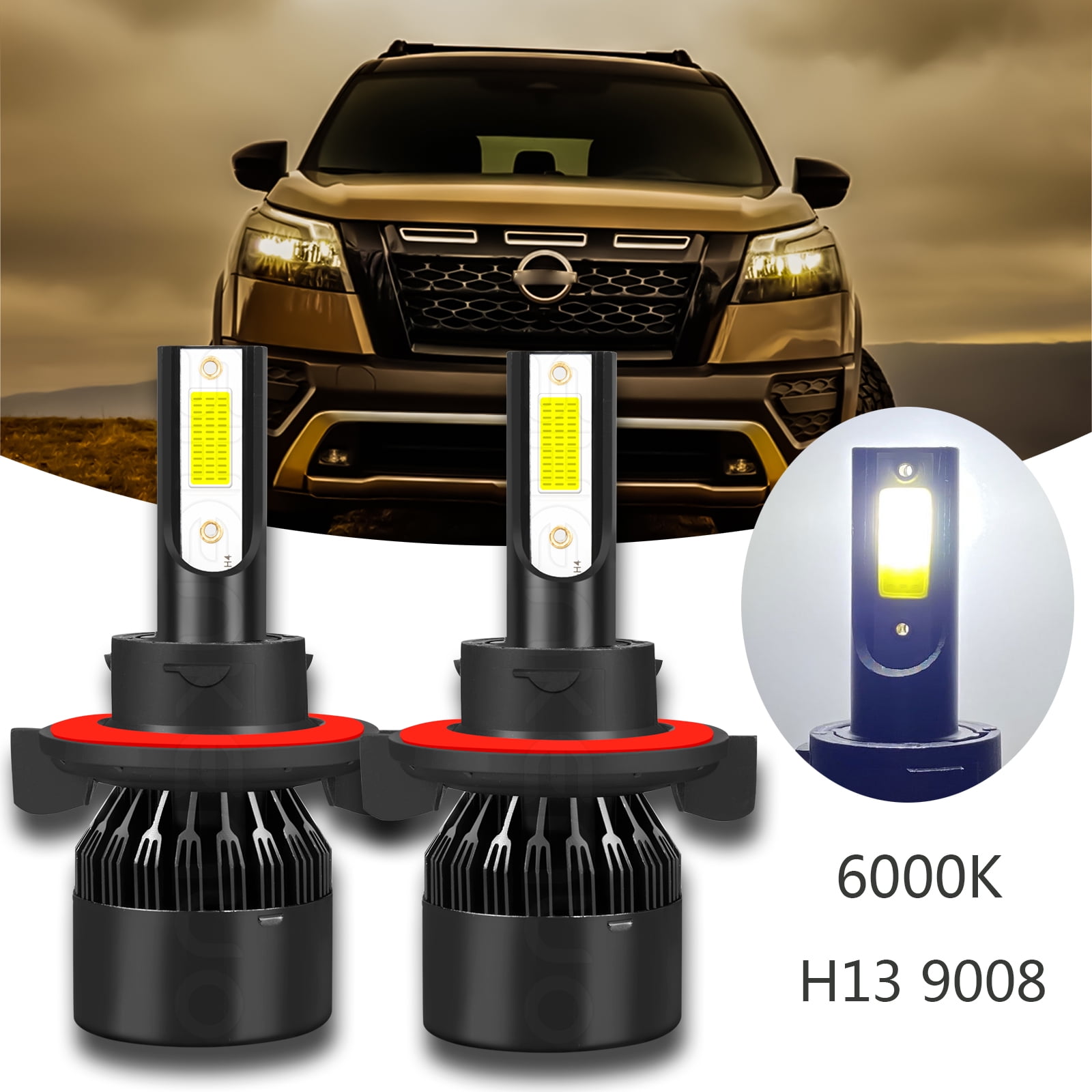 LED Headlight Hi/Lo Light Bulb 9008 High&Low Dual Beam for Dodge Nitro ...