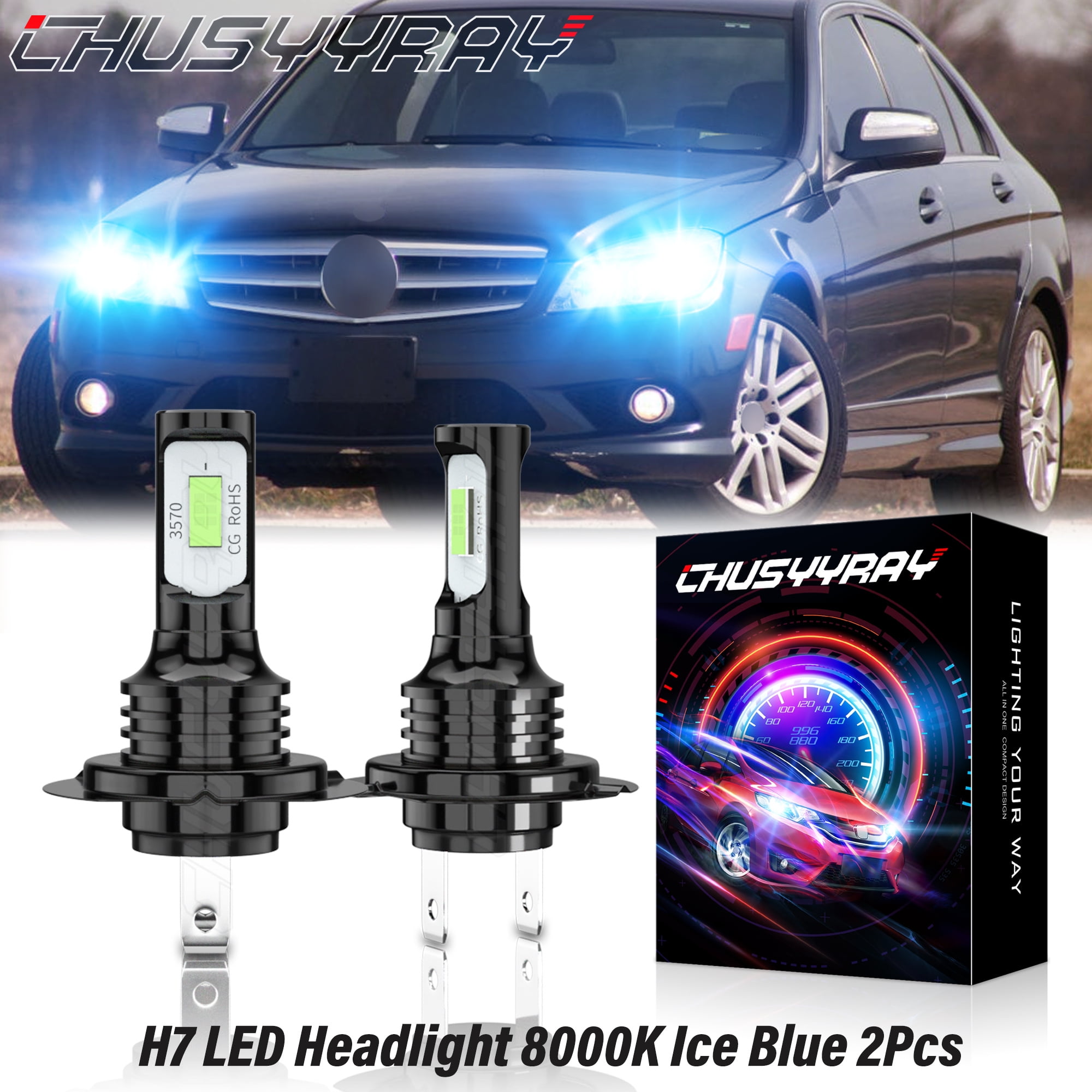 LED Headlight High/Low Beam Bulbs for 2008 2009 2010-2017 Mercedes-Benz ...