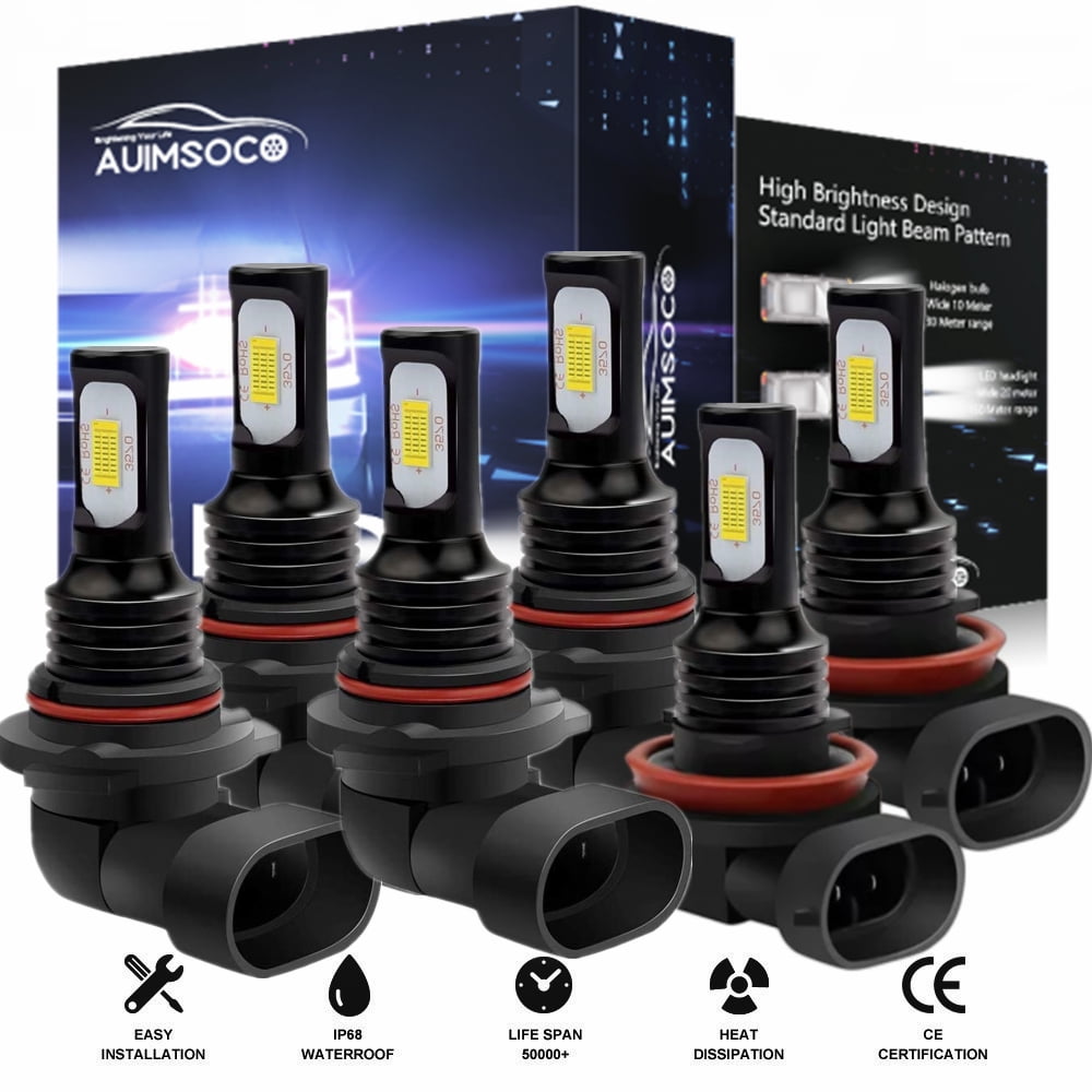 LED Headlight High Low Beam Fog Light 9005 9006 H11 Bulbs 6pcs Combo ...