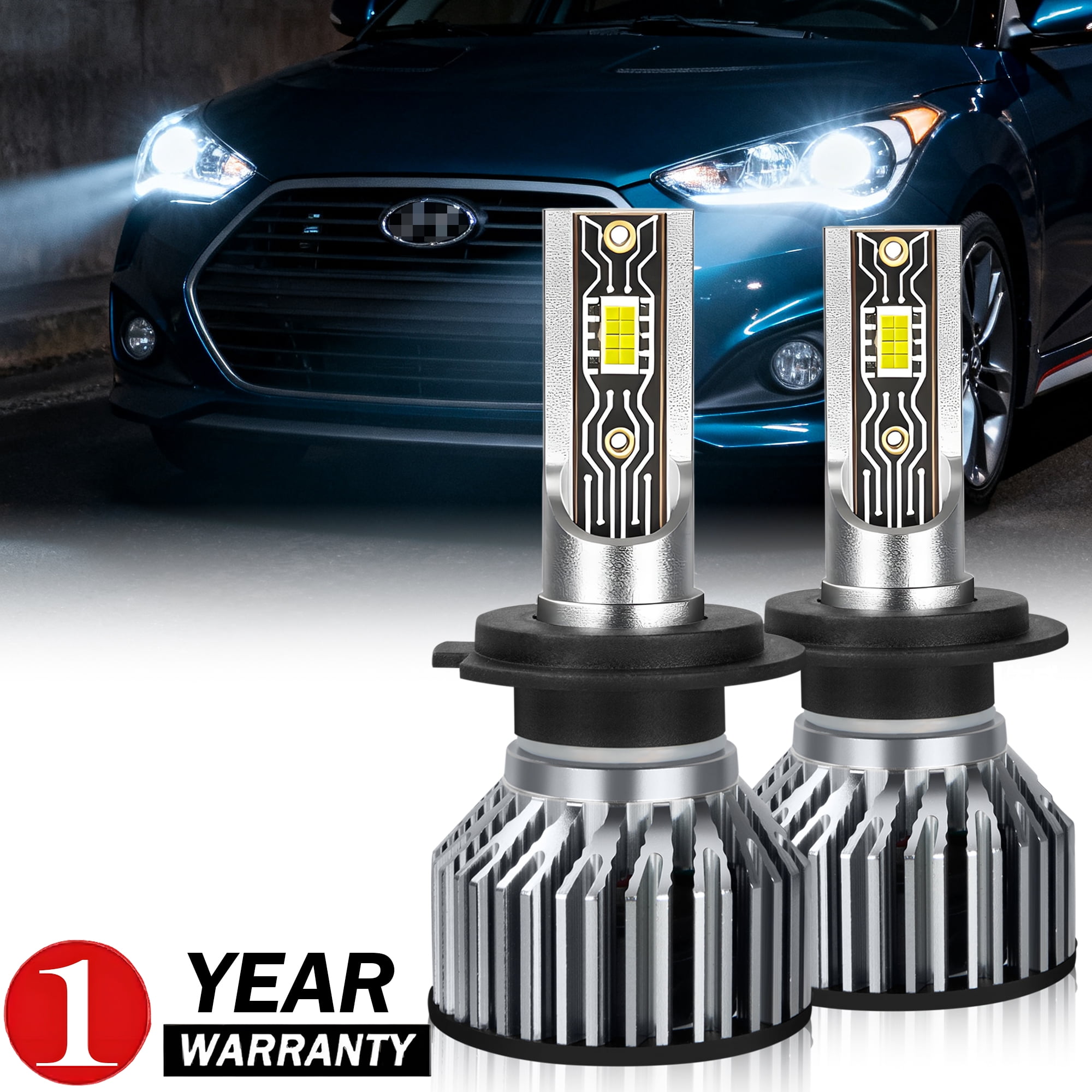 LED Headlight High/Low Light Bulbs Kit for Hyundai Veloster w/o ...