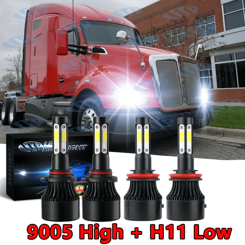 AlexTong LED Headlight Kit Bulbs High Low Beam 4Side for Kenworth T680 ...