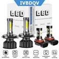 LED Headlights Combo H4 High/Low Beam + H11 Fog Light Conversion Kit ...