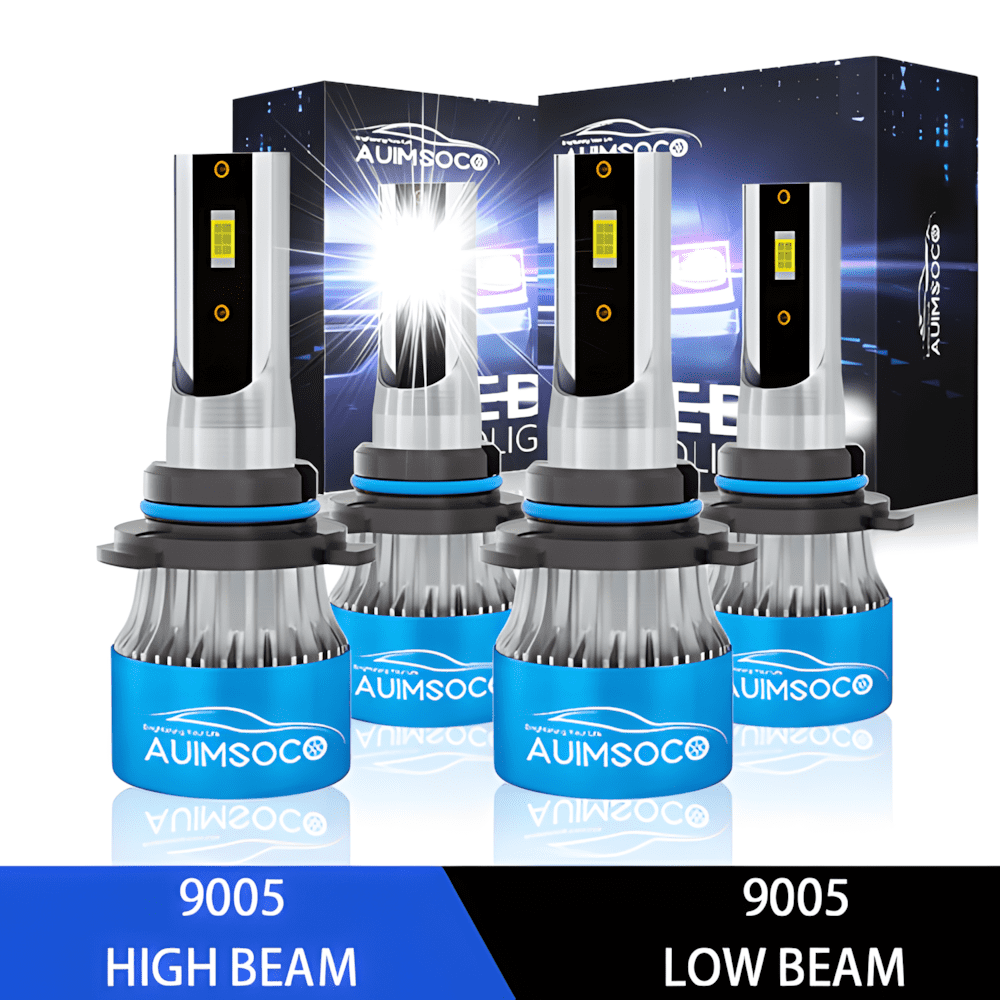 LED Headlights Hi/Lo Bulbs Combo 9005+9005 4x Lights 8000LM 6000k Kits ...
