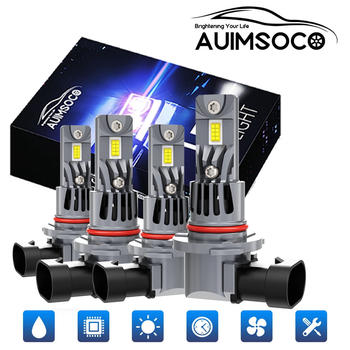 LED Headlights Kits Combo Pack Of 4 Lights 6000k Cool White 9005/HB3 ...