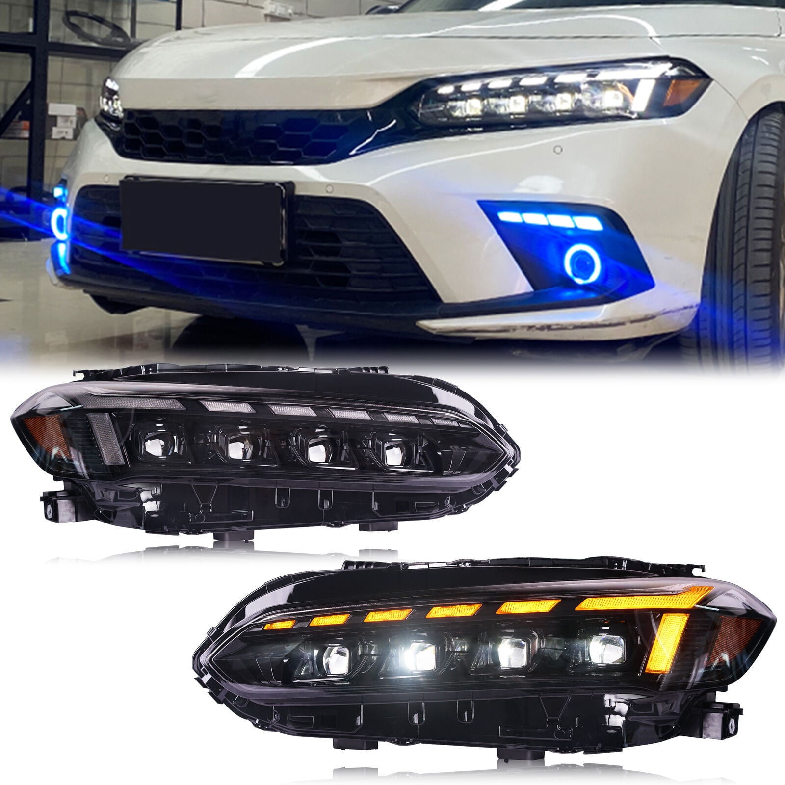 LED Headlights compatible with 2022 2023 2024 Civic 11th GEN FE2 Sedan ...
