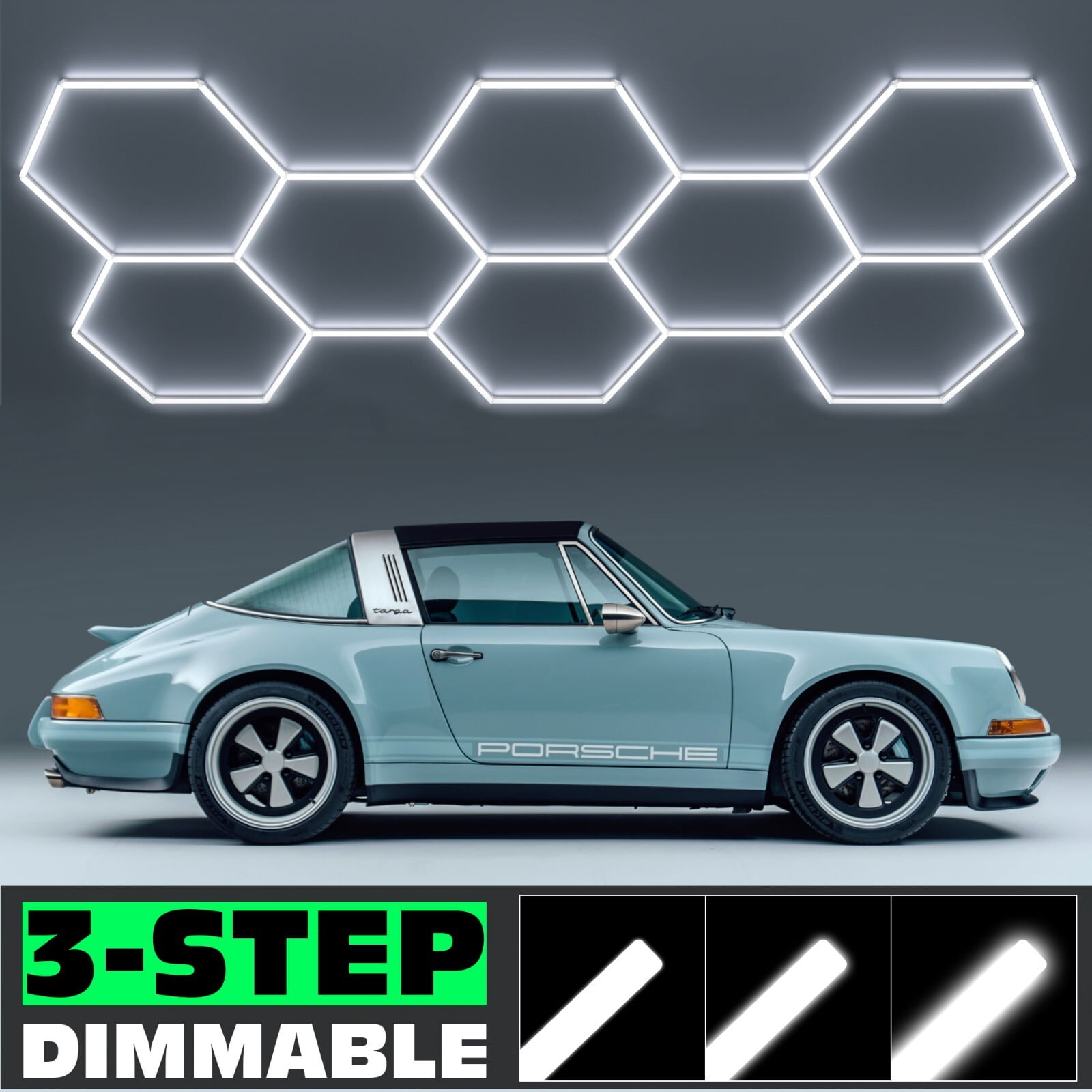 LED Hexagon Garage Lights Dimmable 6500K Car Detailing Shop Light for ...