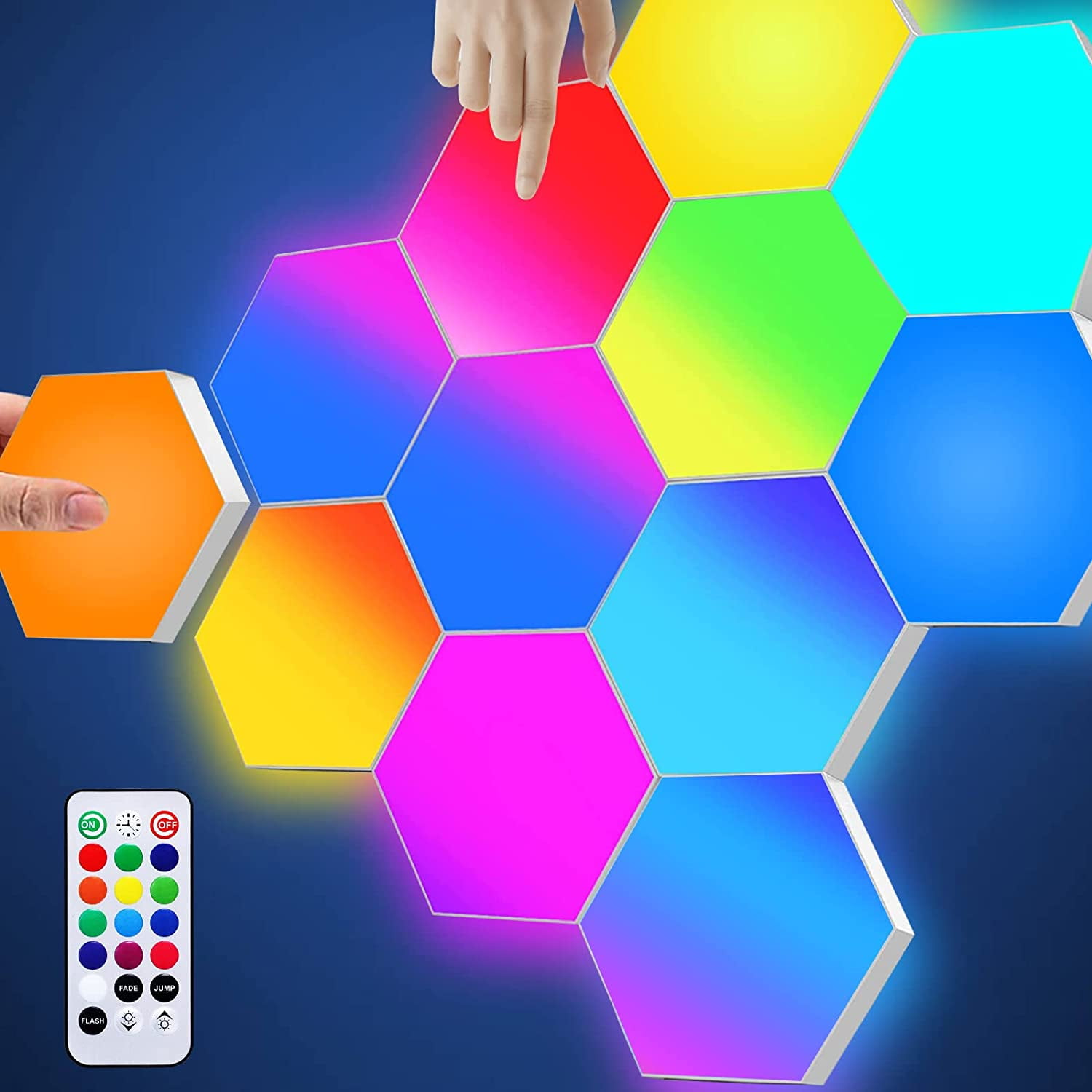 LED Hexagon Lights Remote Controlled, RGB LED Wall Lights Touch ...