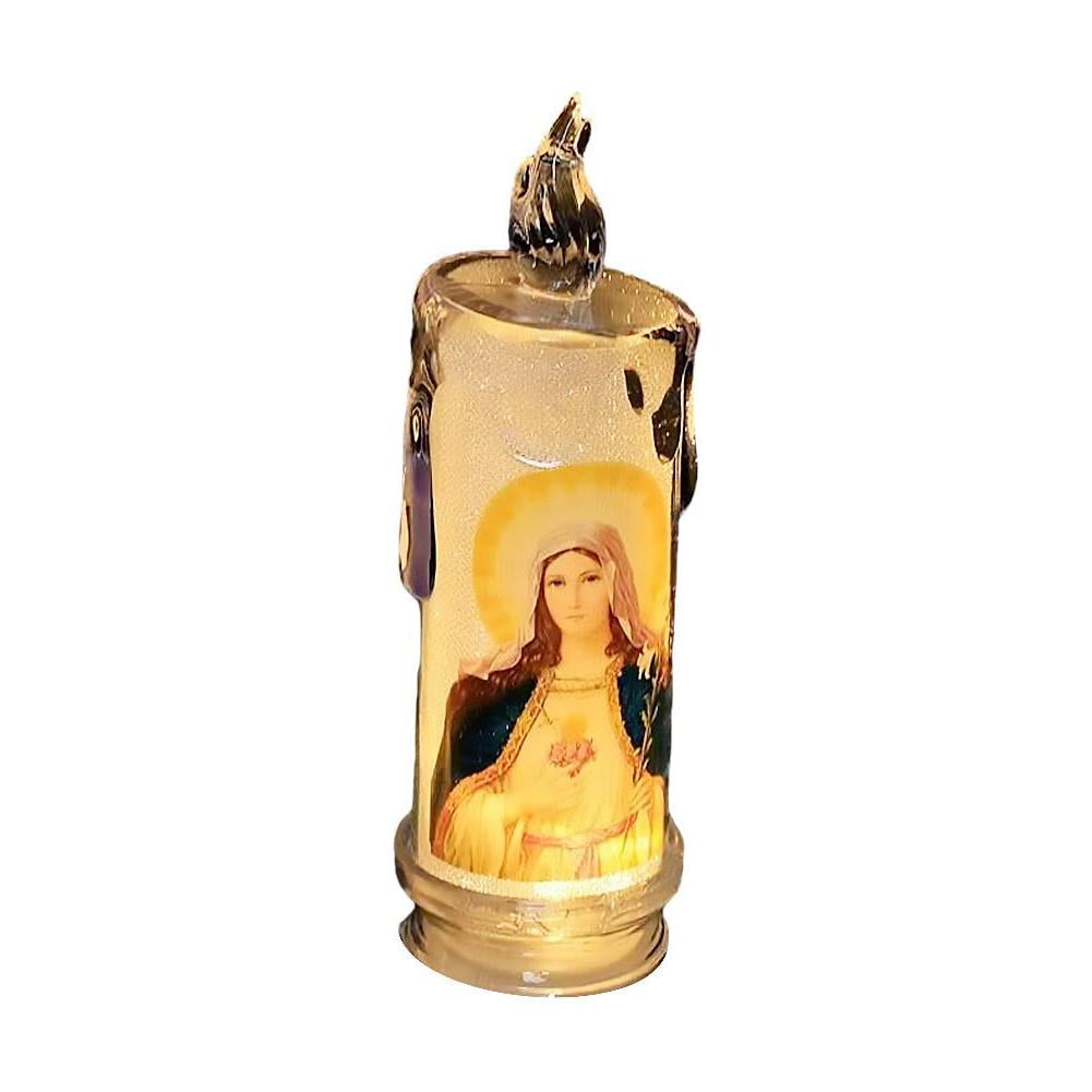 LED Holy Mother Electric Candle Light - Fire-Free Realistic Flame for ...