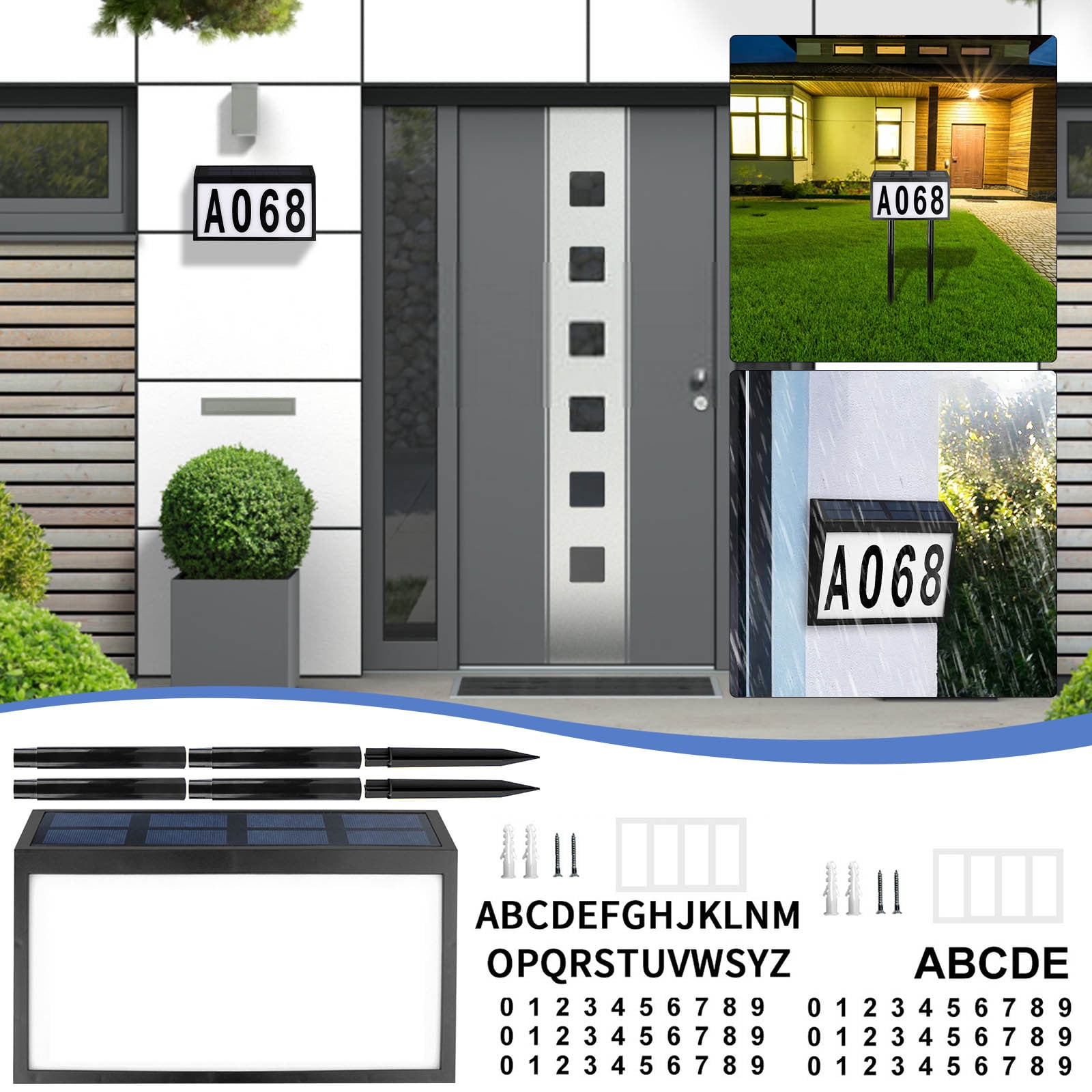 LED House Numbers, Outdoor Lighting Address Signs for Pedestrian Yard ...