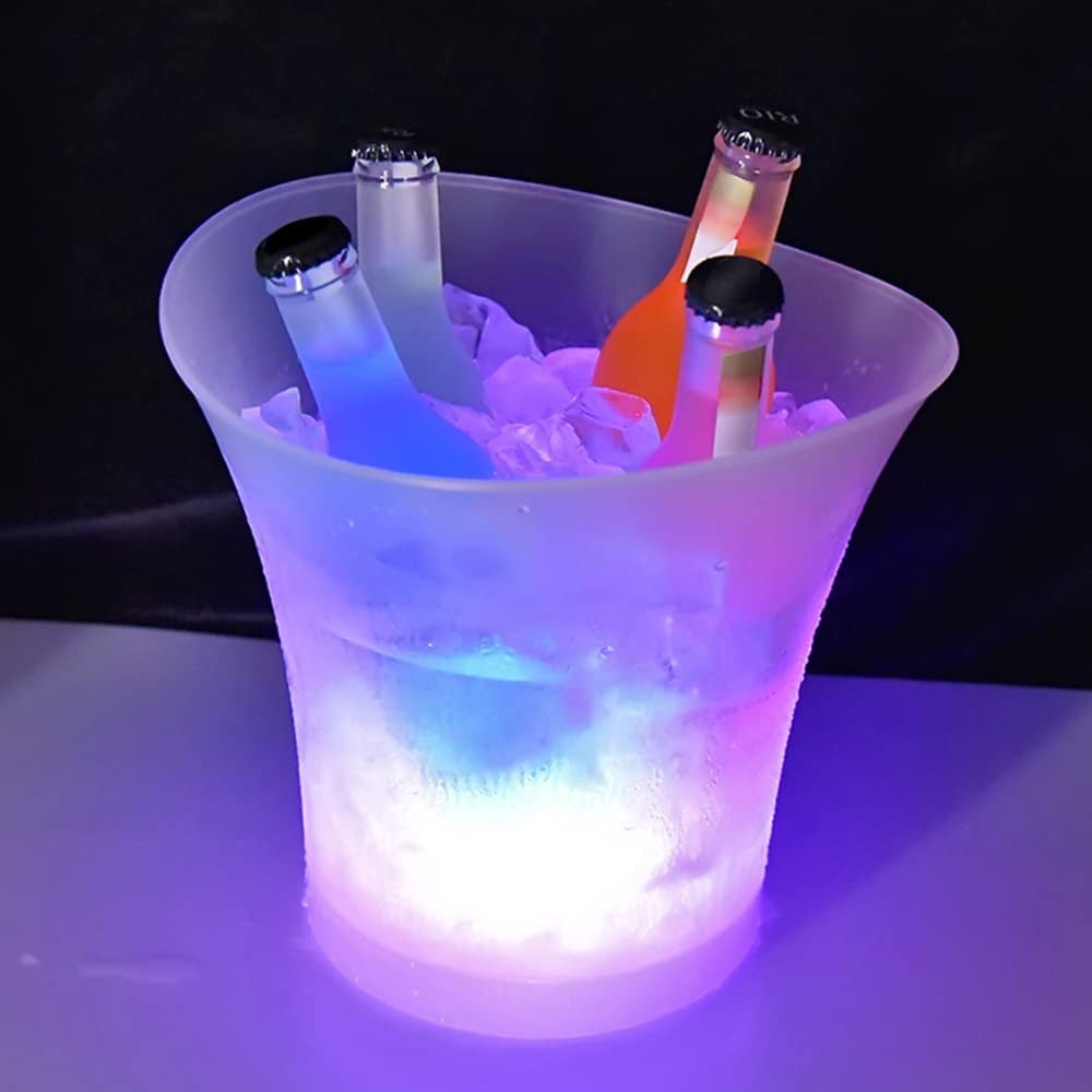 LED Ice Bucket, 5L Large Capacity Plastic Beer Buckets, 6 Colors ...