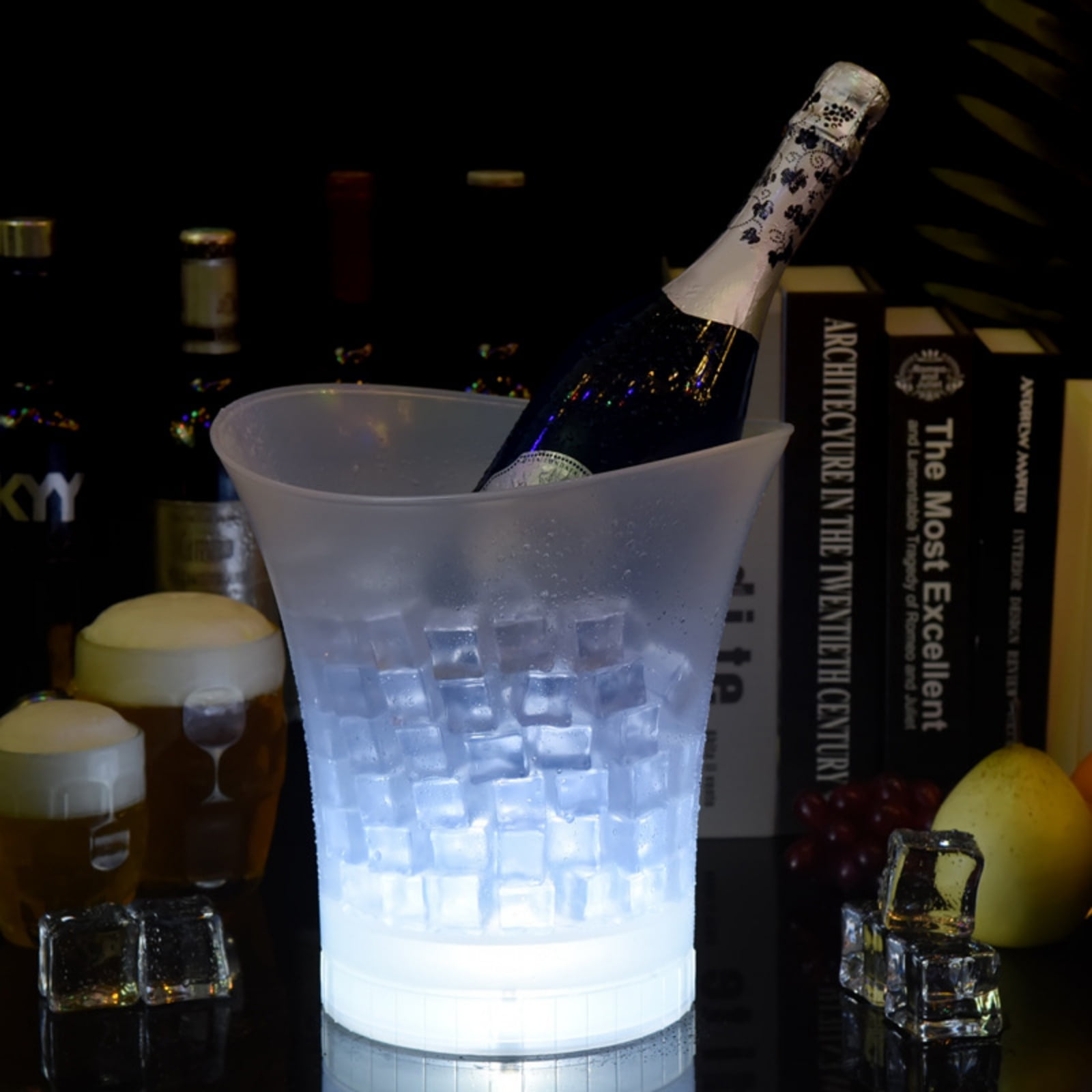 LED Ice Bucket, 5L Large Capacity Wine Cooler Waterproof with Multi ...