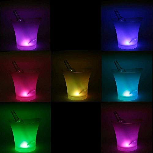 LED Ice Bucket, 5L Lighted Champagne Ice Bucket with Multi Colors ...