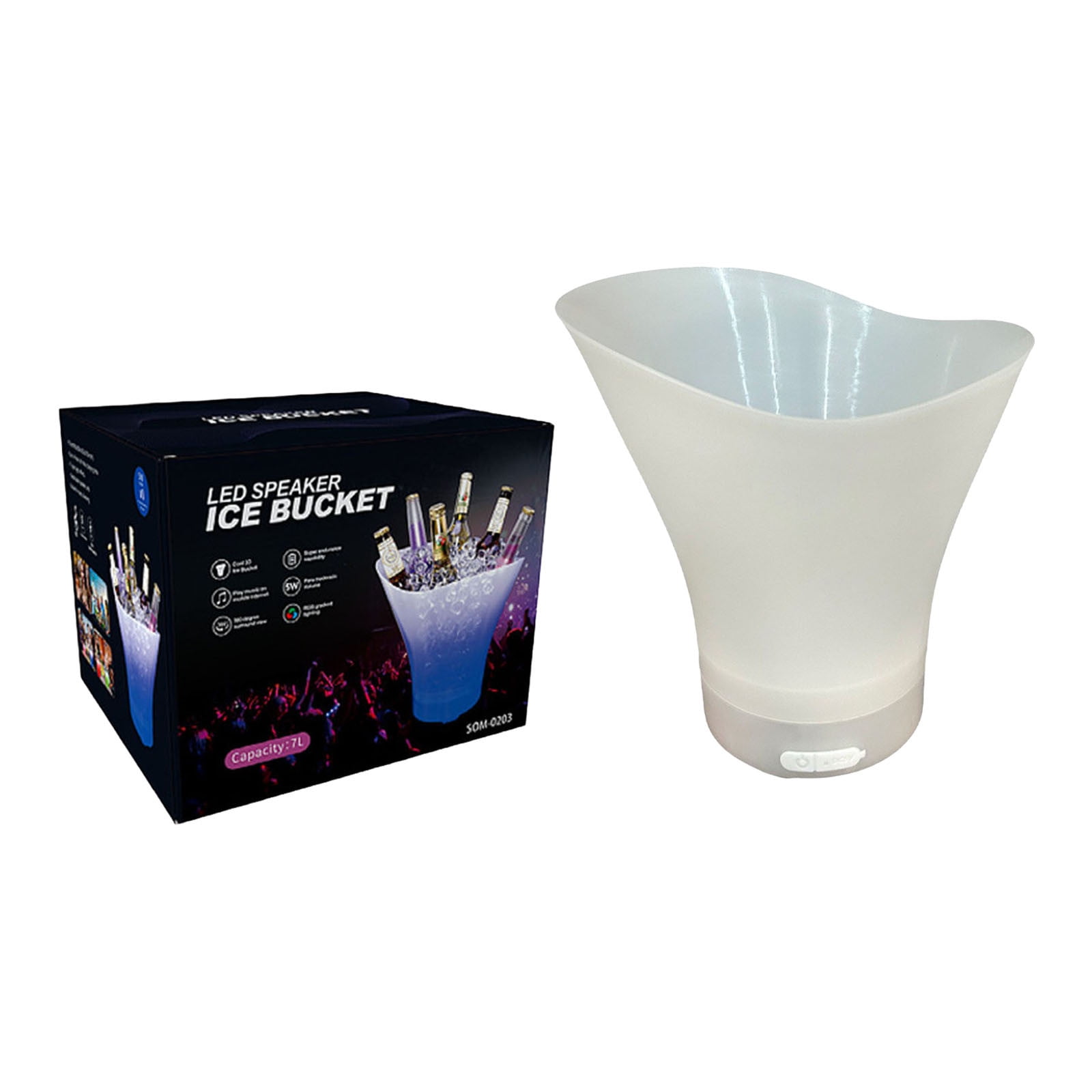 LED Ice Bucket with Bluetooth Speaker, Lighted Large Ice Bucket for Parties, Portable LED Wine ...