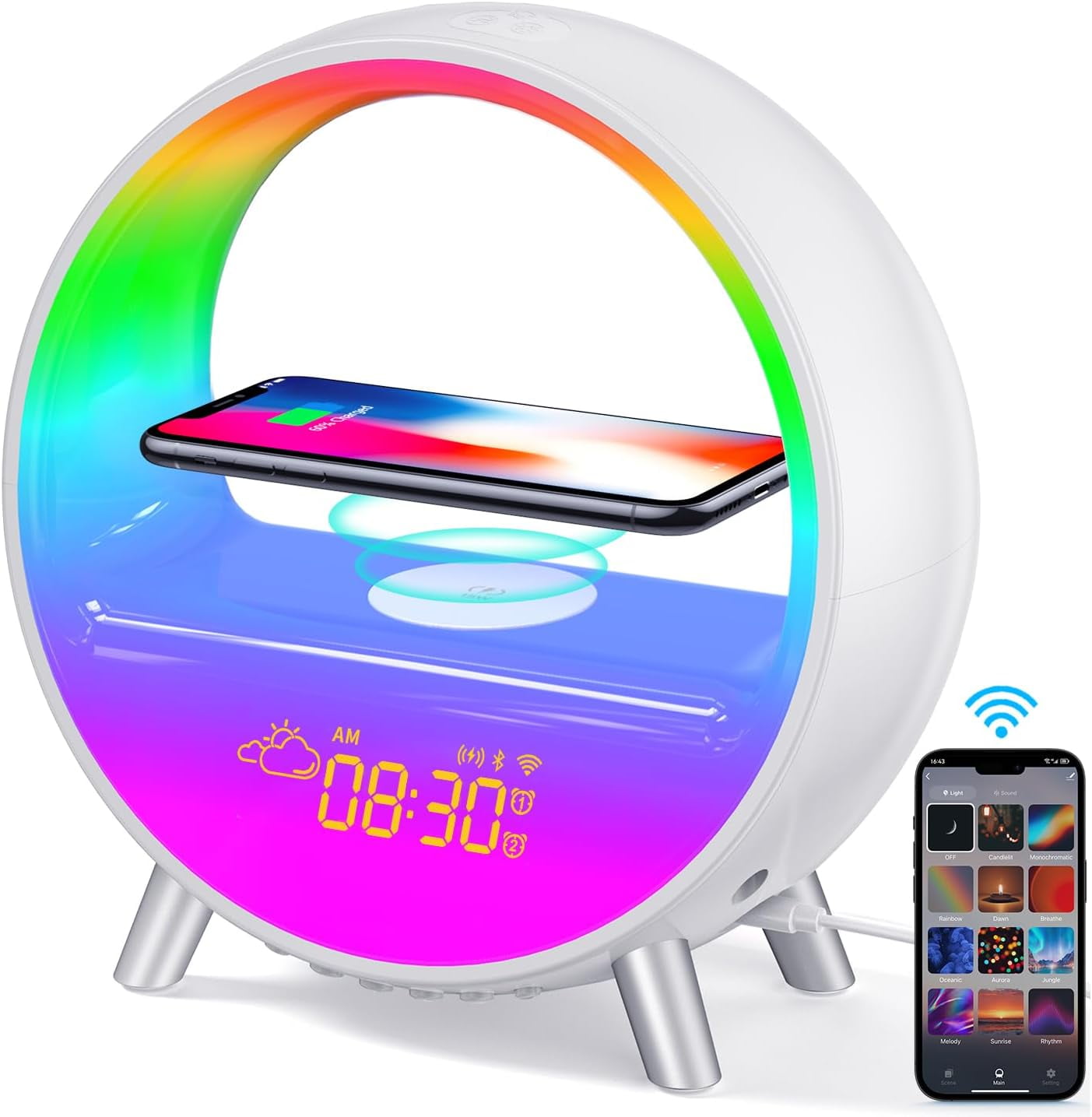 LED Illuminated Alarm Clock with Rotation Button, Two Alarms, Natural ...