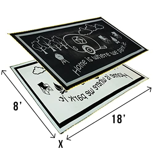LED Illuminated Border RV Home Mat, Stylish Camping 8-Feet x 18-Feet ...