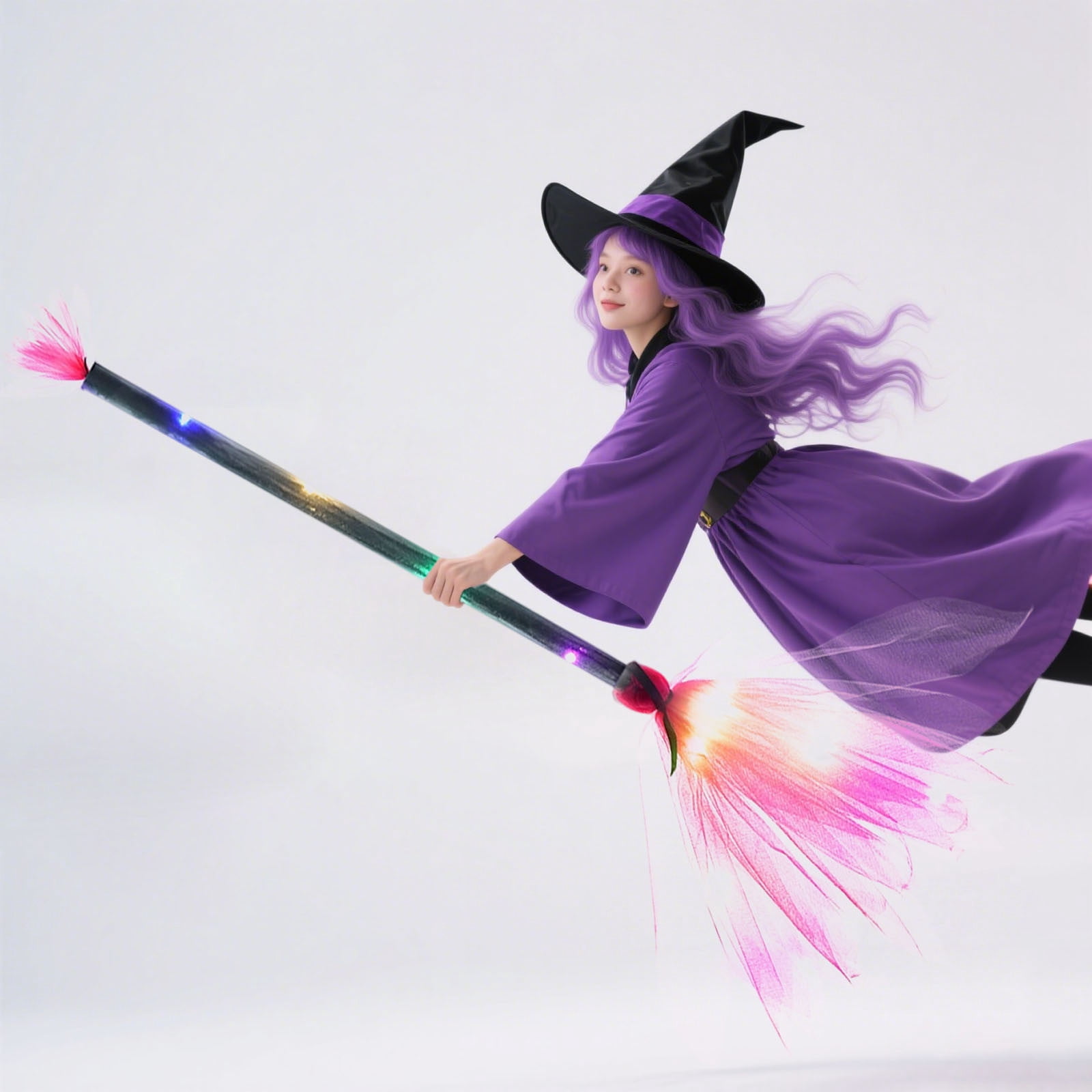 LED Illuminated Witch Broomstick Prop Halloween Party Decoration ...