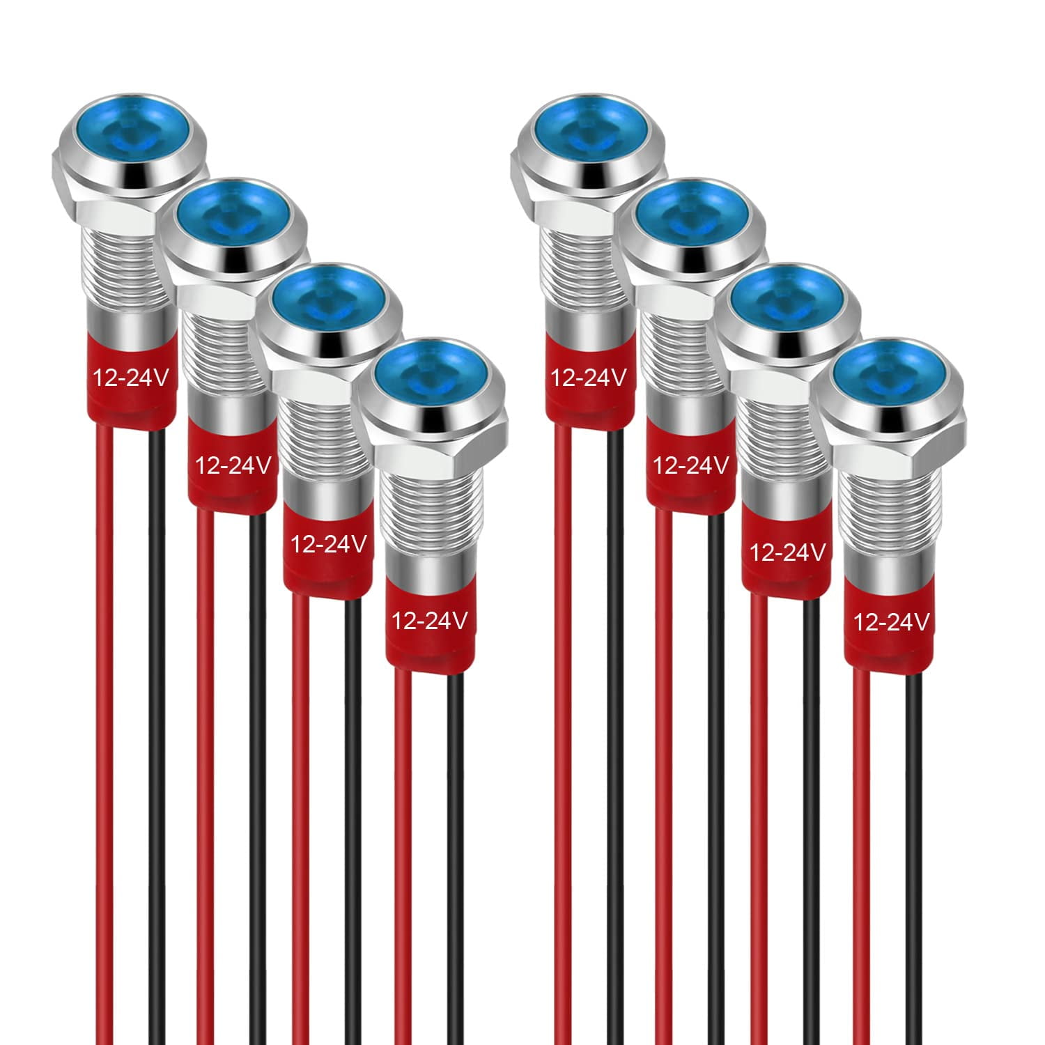 LED Indicator Signal Lights - 8 Pcs, 12-24V, Waterproof with Silver ...