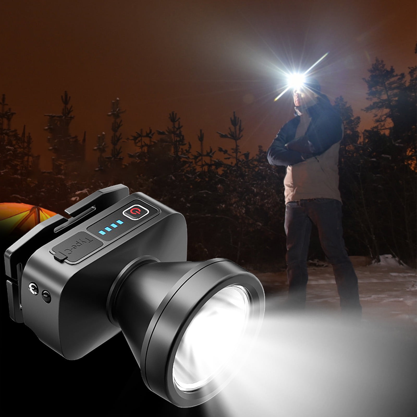 LED Induction Headlamp | Motion-Sensing Rechargeable Flashlight - Super Bright Long Range Beam ...