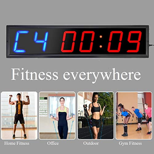 LED Interval Timer Count Down/Up Clock Stopwatch (Two Blue+Four Red) - Walmart.com