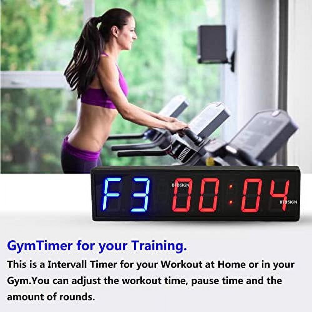 BTBSIGN LED Interval Timer Fitness Gym Timers Count Down/Up Stopwatch with Remote 3'' (Blue and ...