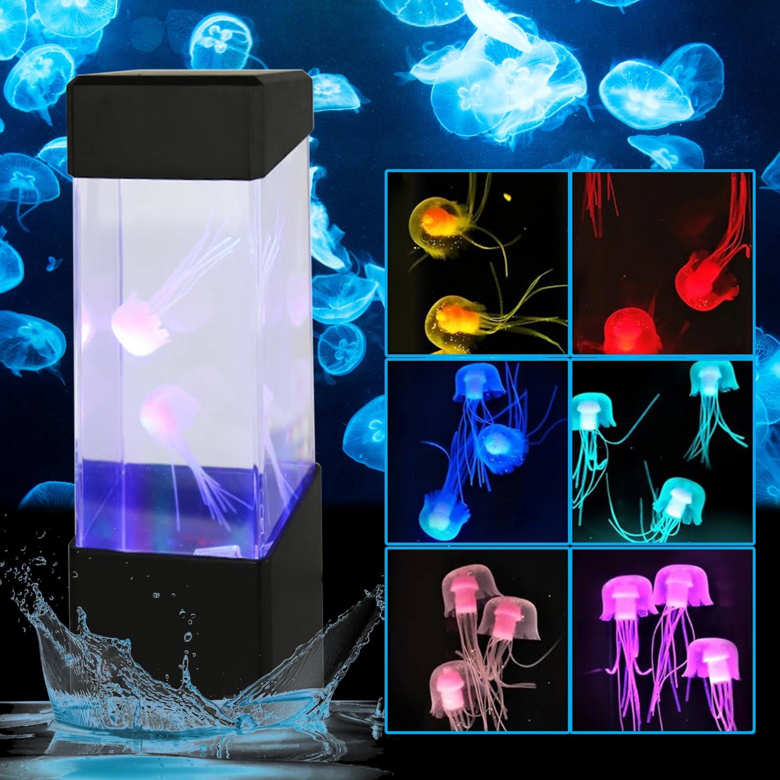 LED Jellyfish Aquarium Lamp 9" Tall Color Changing Tank with Artificial ...