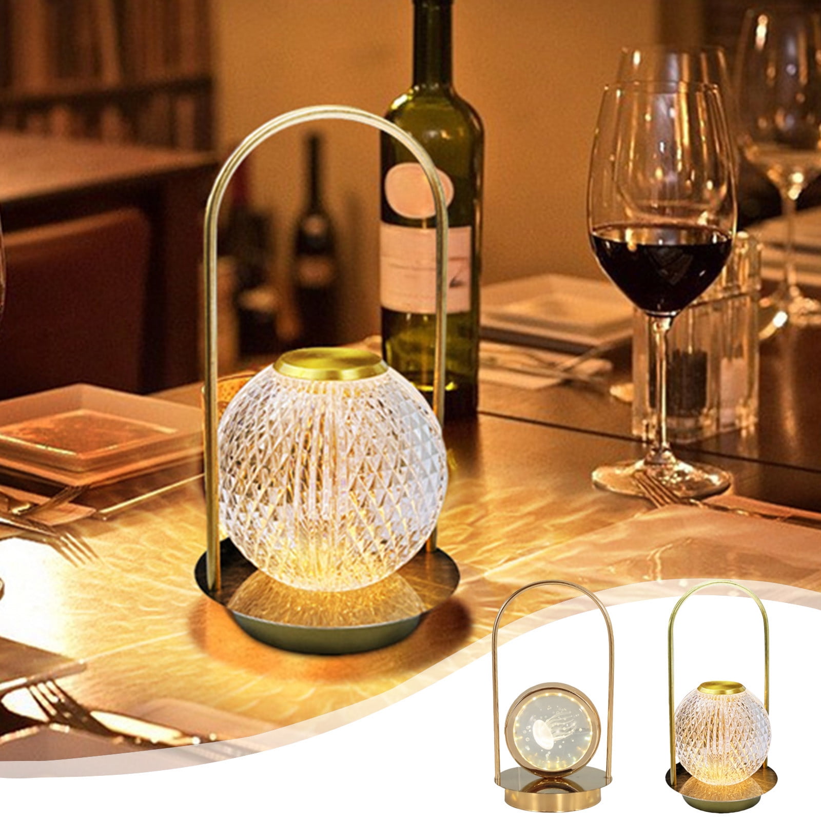 LED Jellyfish Crystal Night Light Lamp, Handheld Portable Table Lamp ...