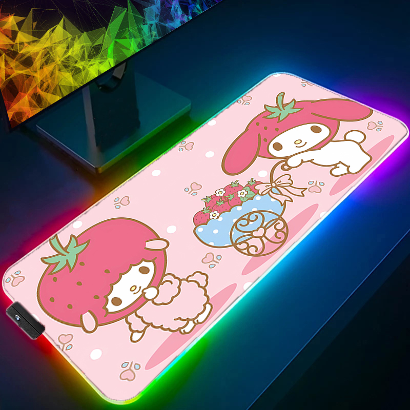 LED Kawaii Anime Mouse Pad Laptop Kuromi My Melody Keyboard Rug RGB PC ...