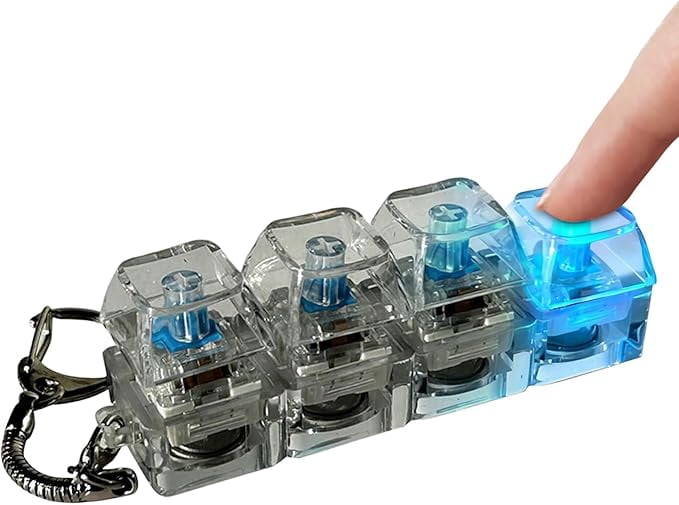 LED Keyboard Fidget Toy 2Pcs Transparent Fidget Keyboard Keychain Clear ...