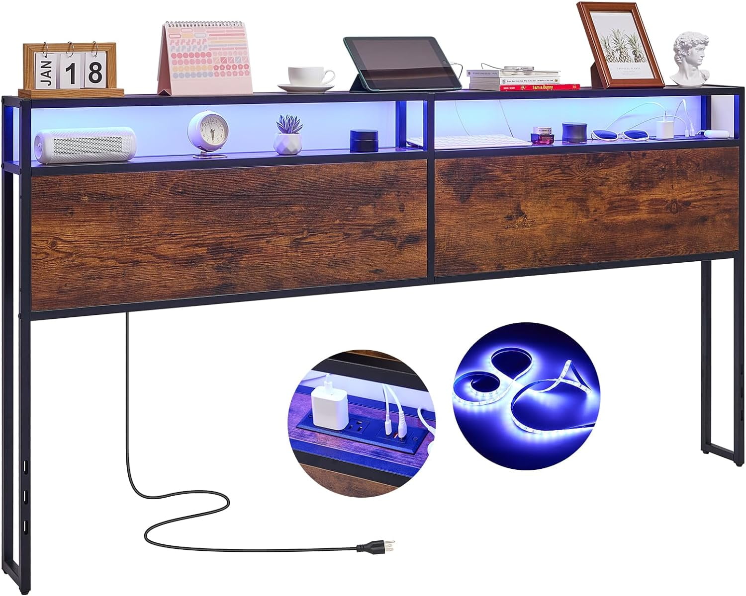 LED King Size Headboard Only,King Headboard with Storage,King Size ...