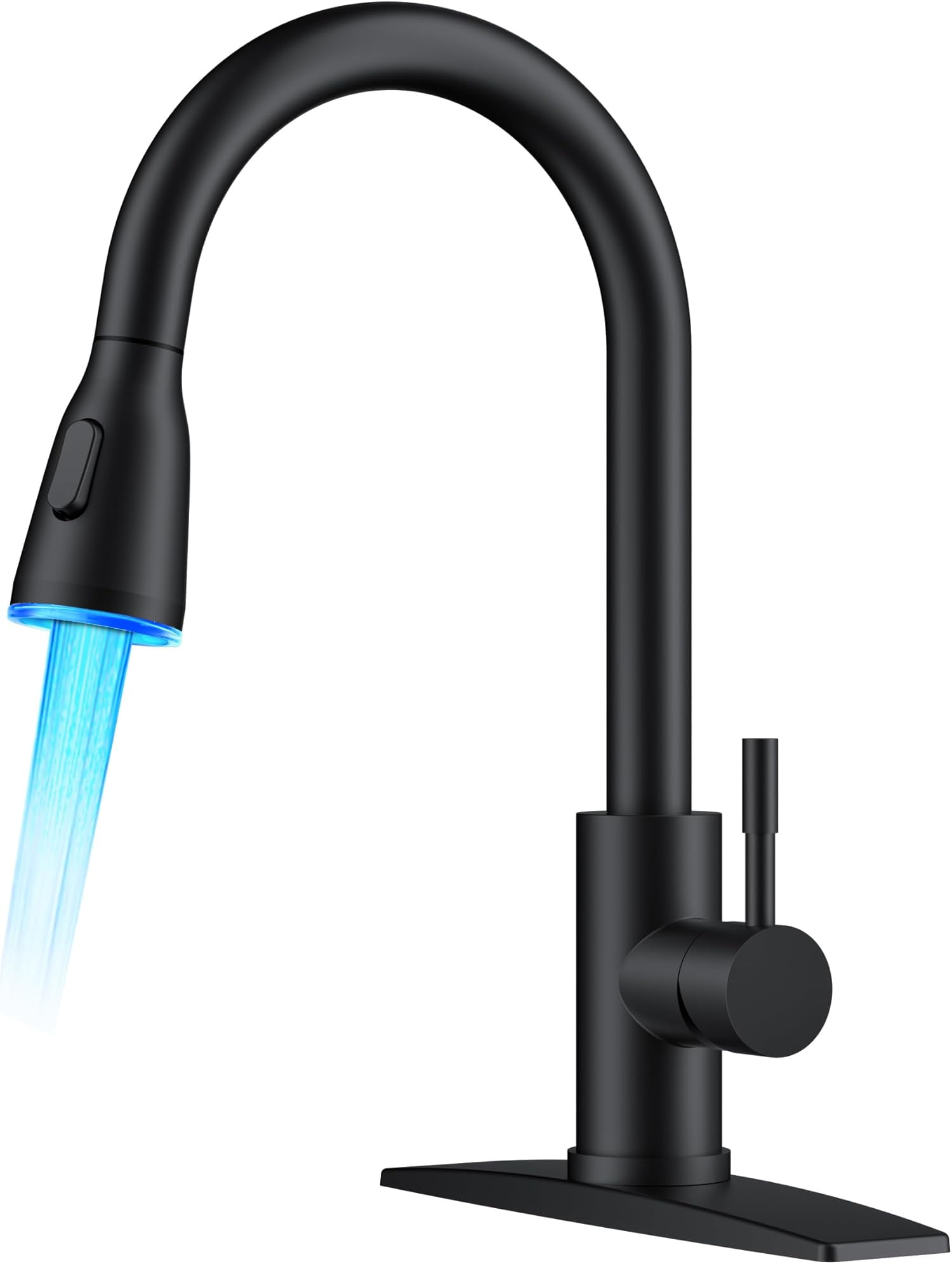 LED Kitchen Faucet with Pull Down Sprayer, Black Single Handle ...