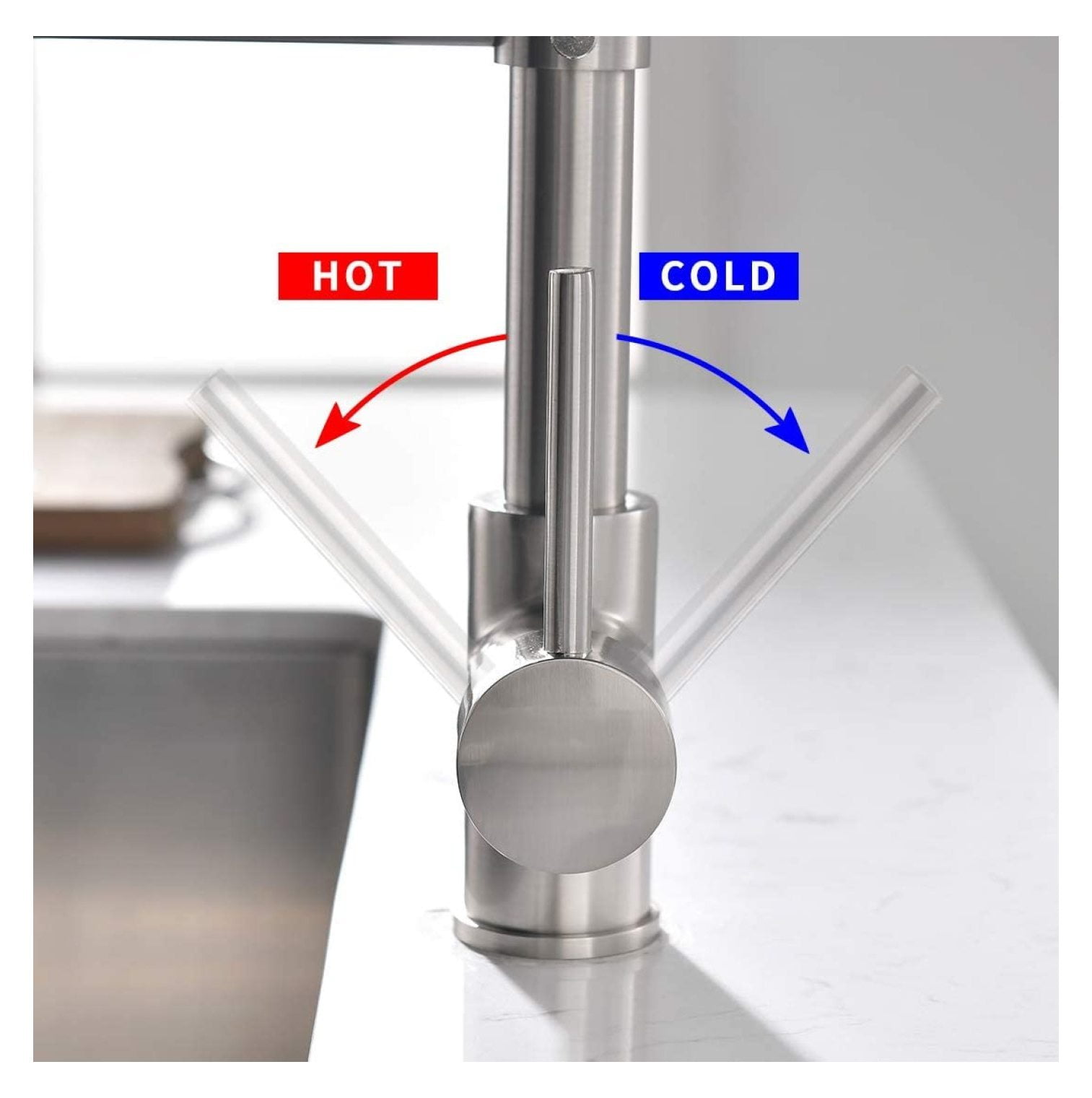 LED Kitchen Faucet with Pull Down Sprayer, Single Handle - Brushed ...