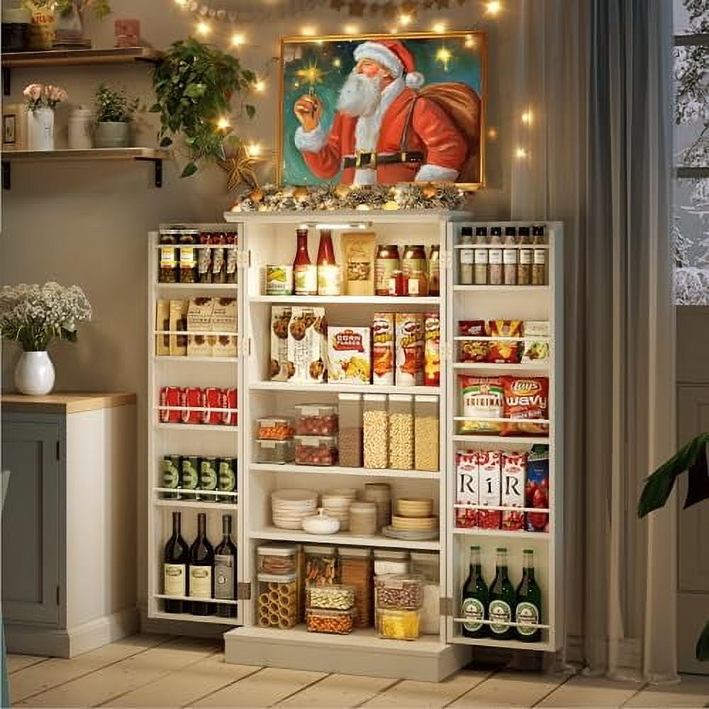 LED Kitchen Pantry Cabinets 50" - Food Storage Cabinets with Rattan ...