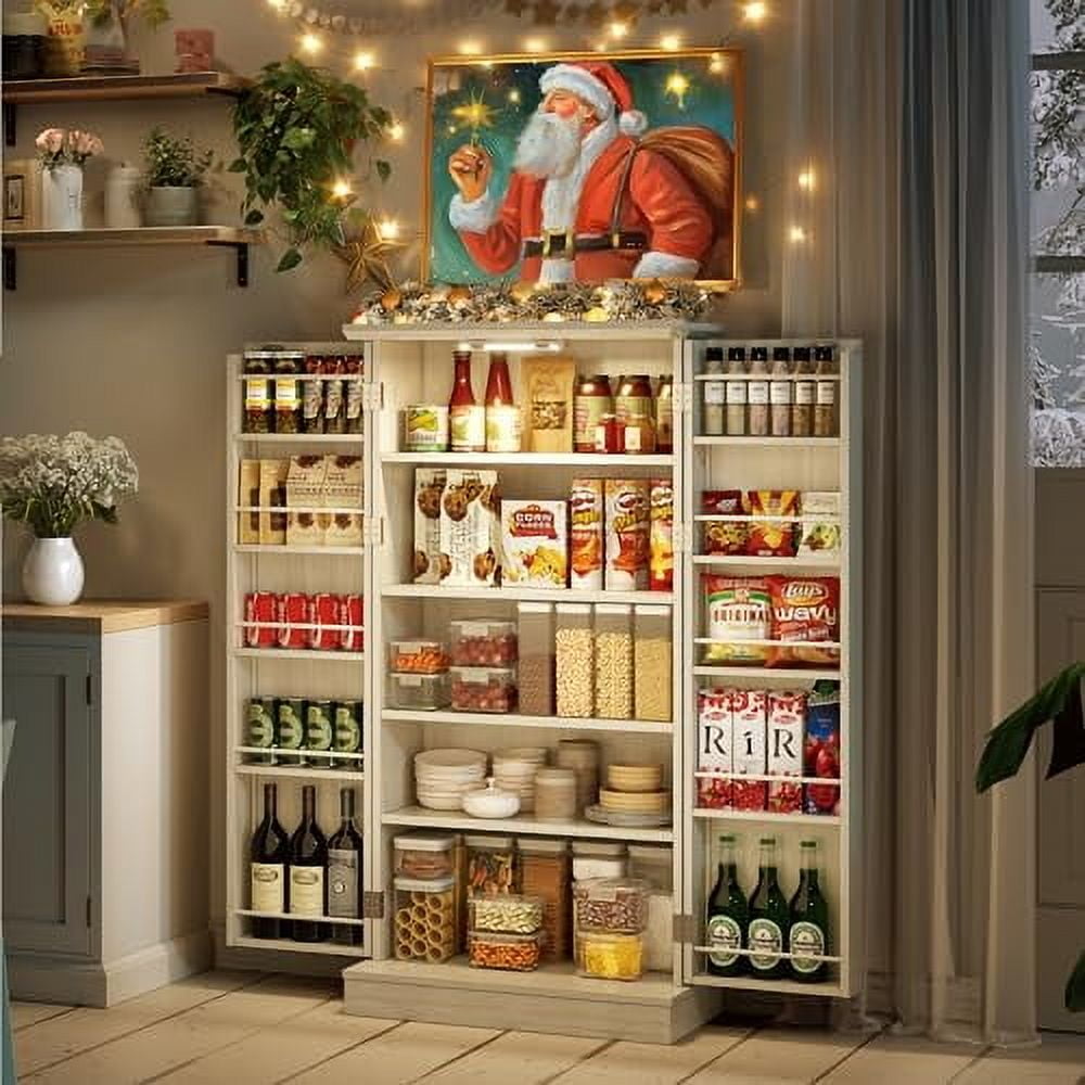 LED Kitchen Pantry Cabinets 50" - Food Storage Cabinets with Rattan ...