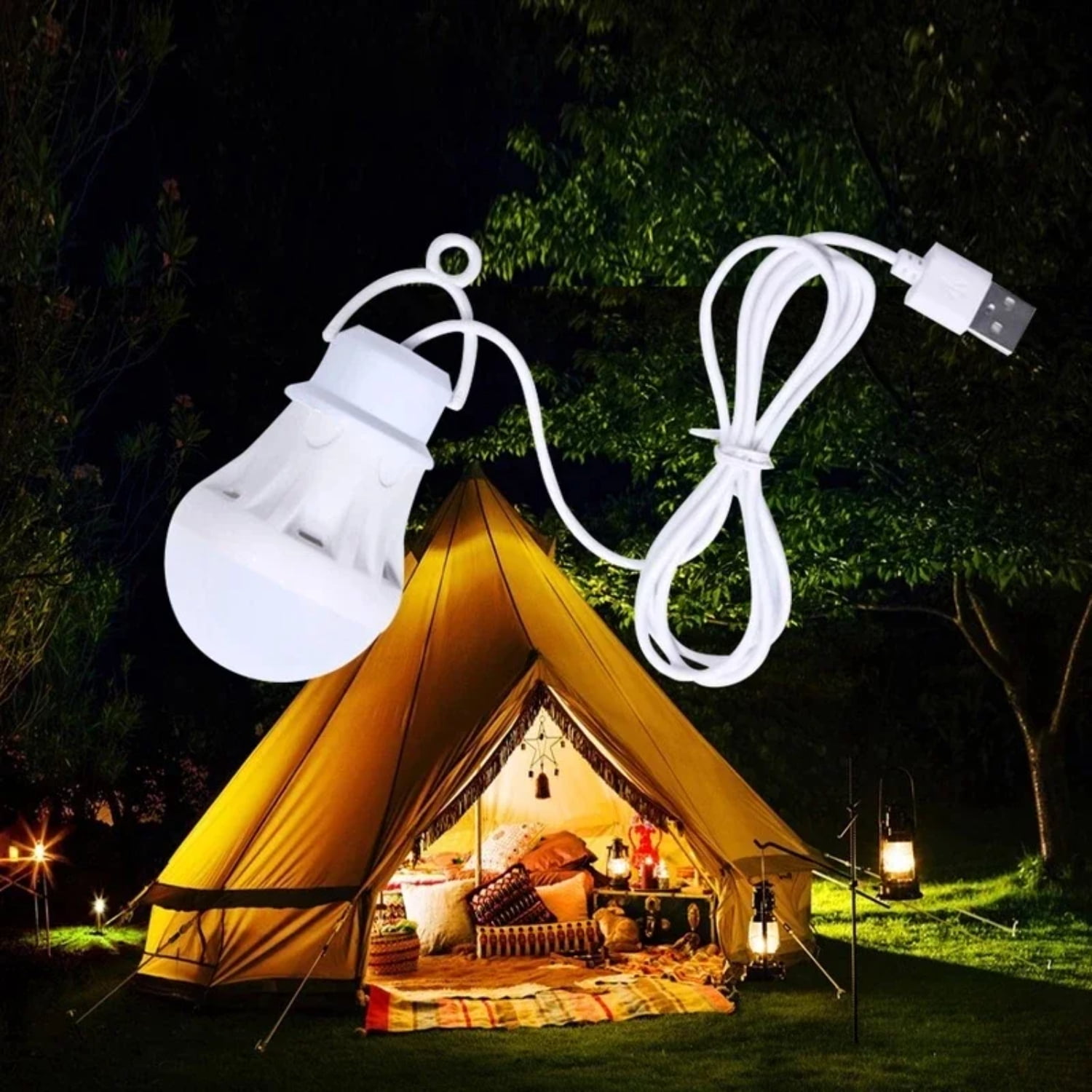 LED Lantern Portable Camping Lamp Mini Bulb 5V USB Power Book Light ...