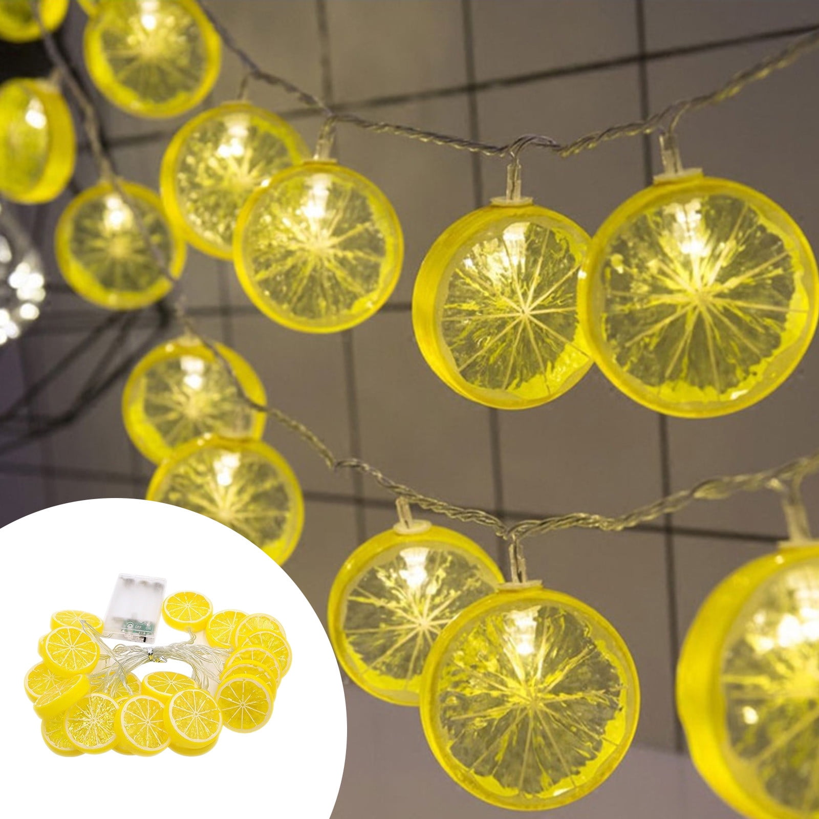 LED Lemon String Lights, 1.5m Battery-Powered, 10 LED Fruit Decor for ...