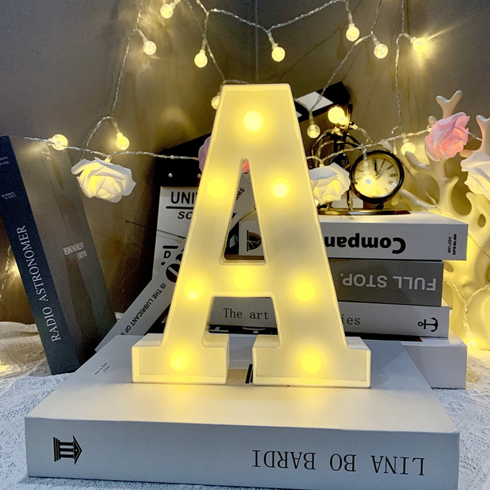 LED Letter Lights, Light Up Pink Letters Glitter Alphabet Letter Sign ...