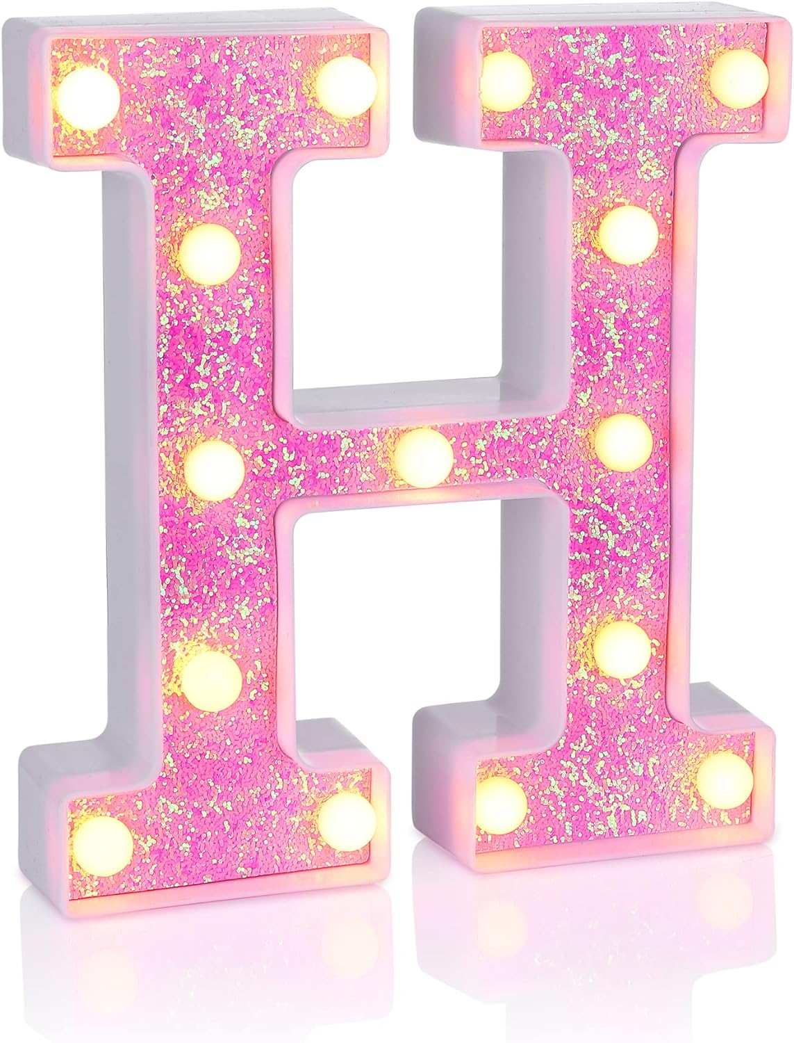 LED Letter Lights Sign Light Up Pink Letters Glitter Alphabet Letter ...