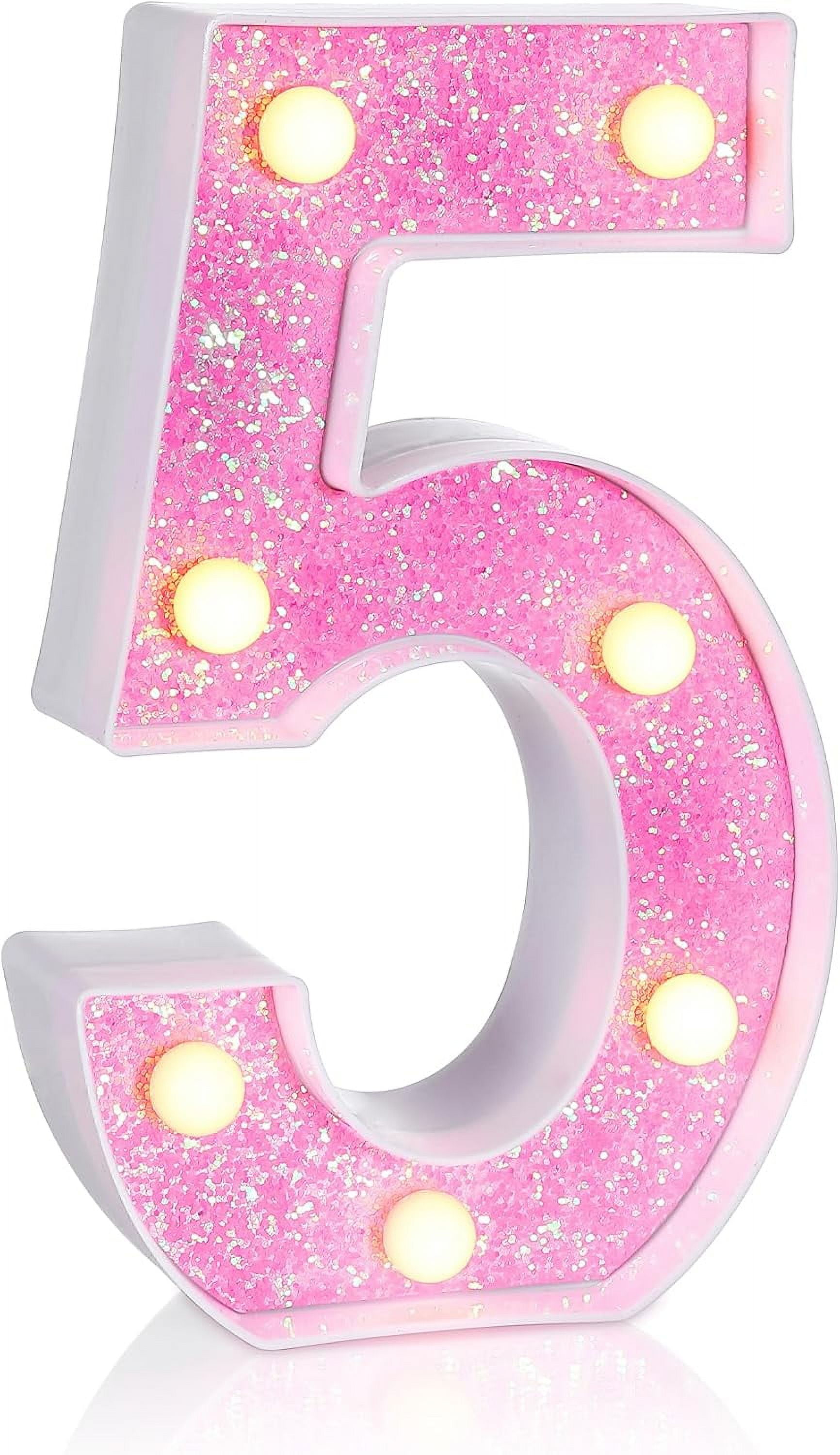LED Letter Lights Sign Light Up Pink Letters Glitter Alphabet Letter ...