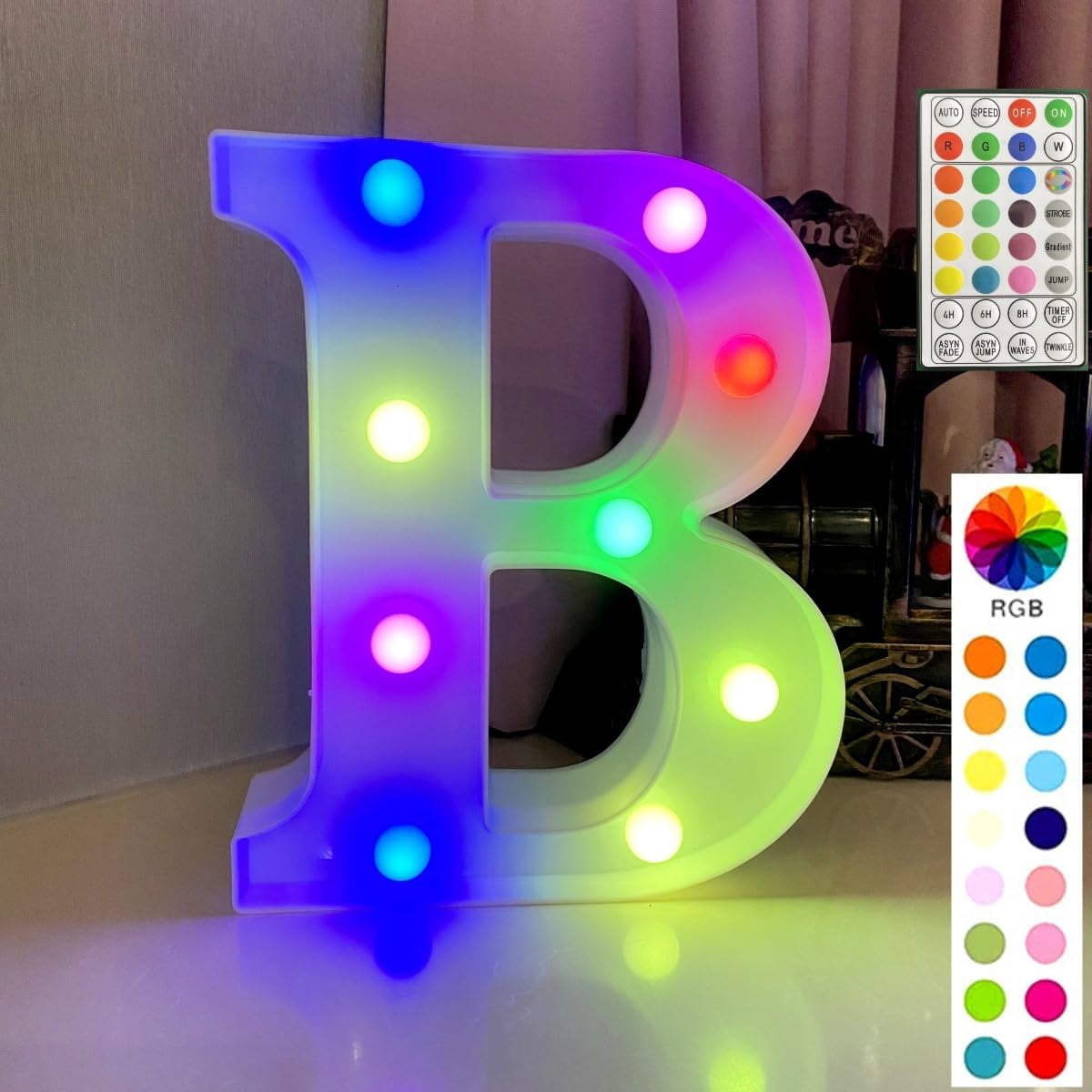 LED Letters Lights with Remote,Dimmer & Timer,colorful Alphabet Number ...