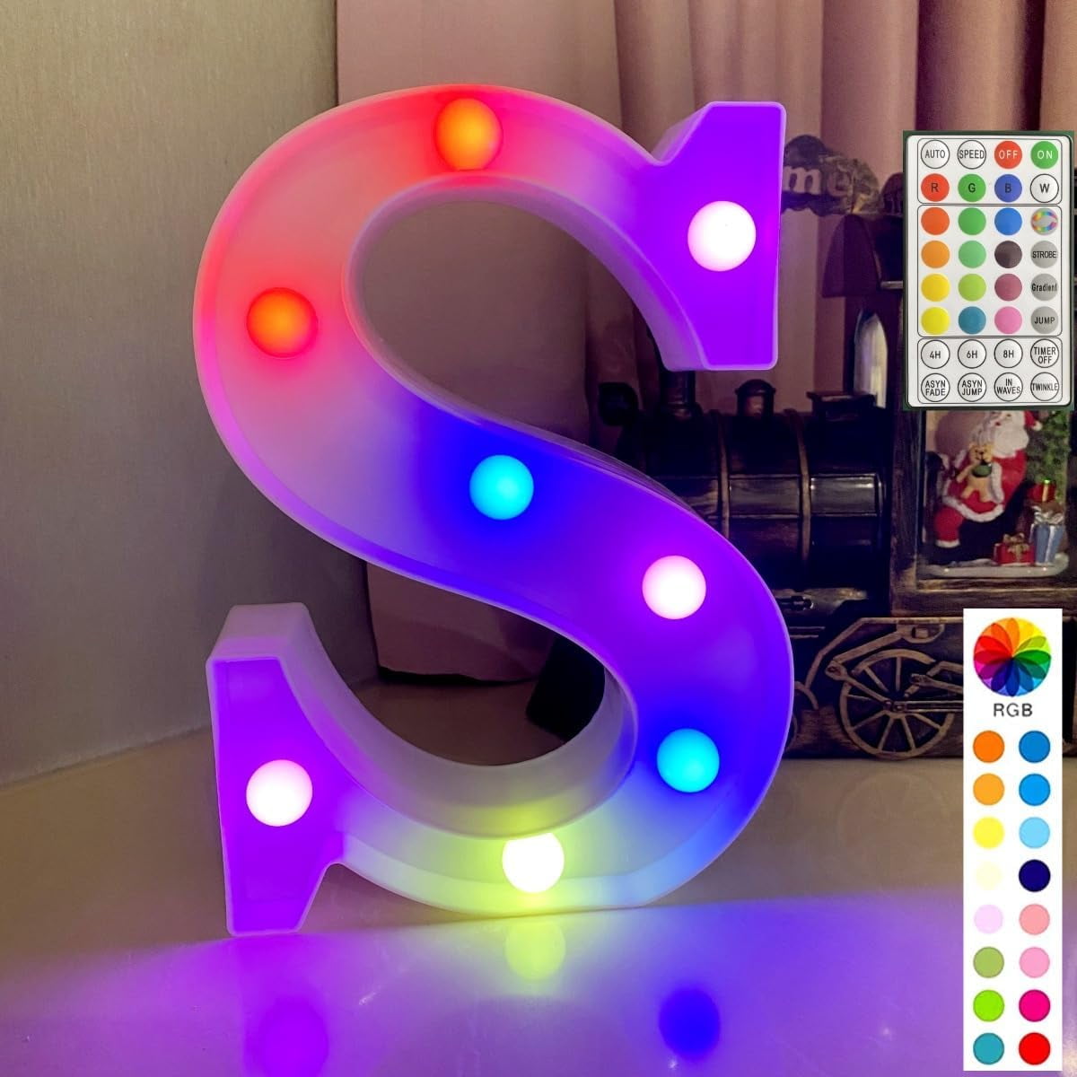 LED Letters Lights with Remote,Dimmer & Timer,colorful Alphabet Number ...
