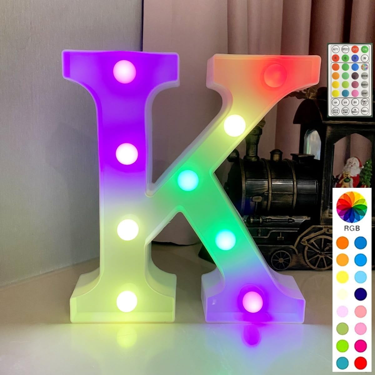 LED Letters Lights with Remote,Dimmer & Timer,colorful Alphabet Number ...