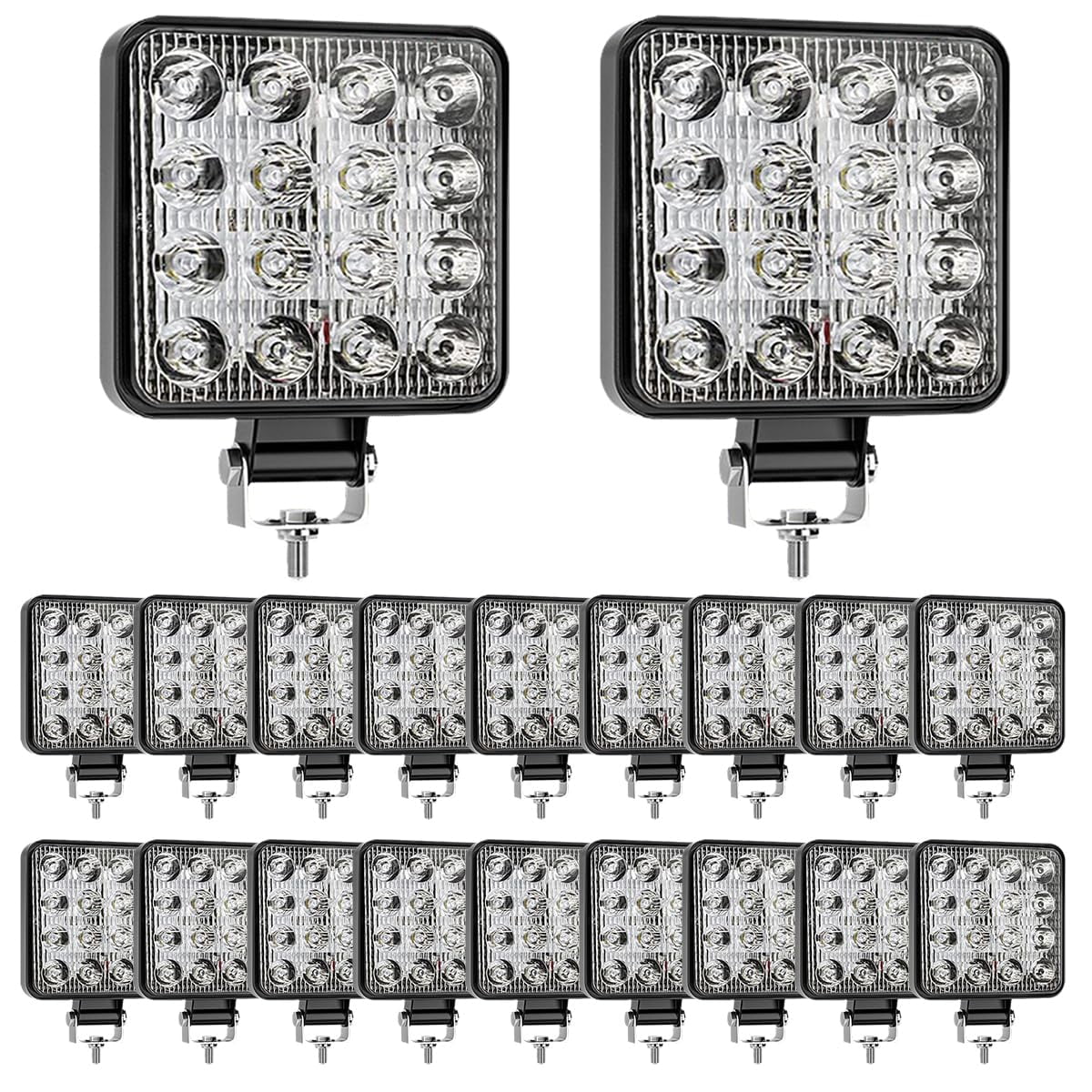 LED Light Bar 4 IFF17 Inch Square pod lights 48W Spot Work Lights Off ...