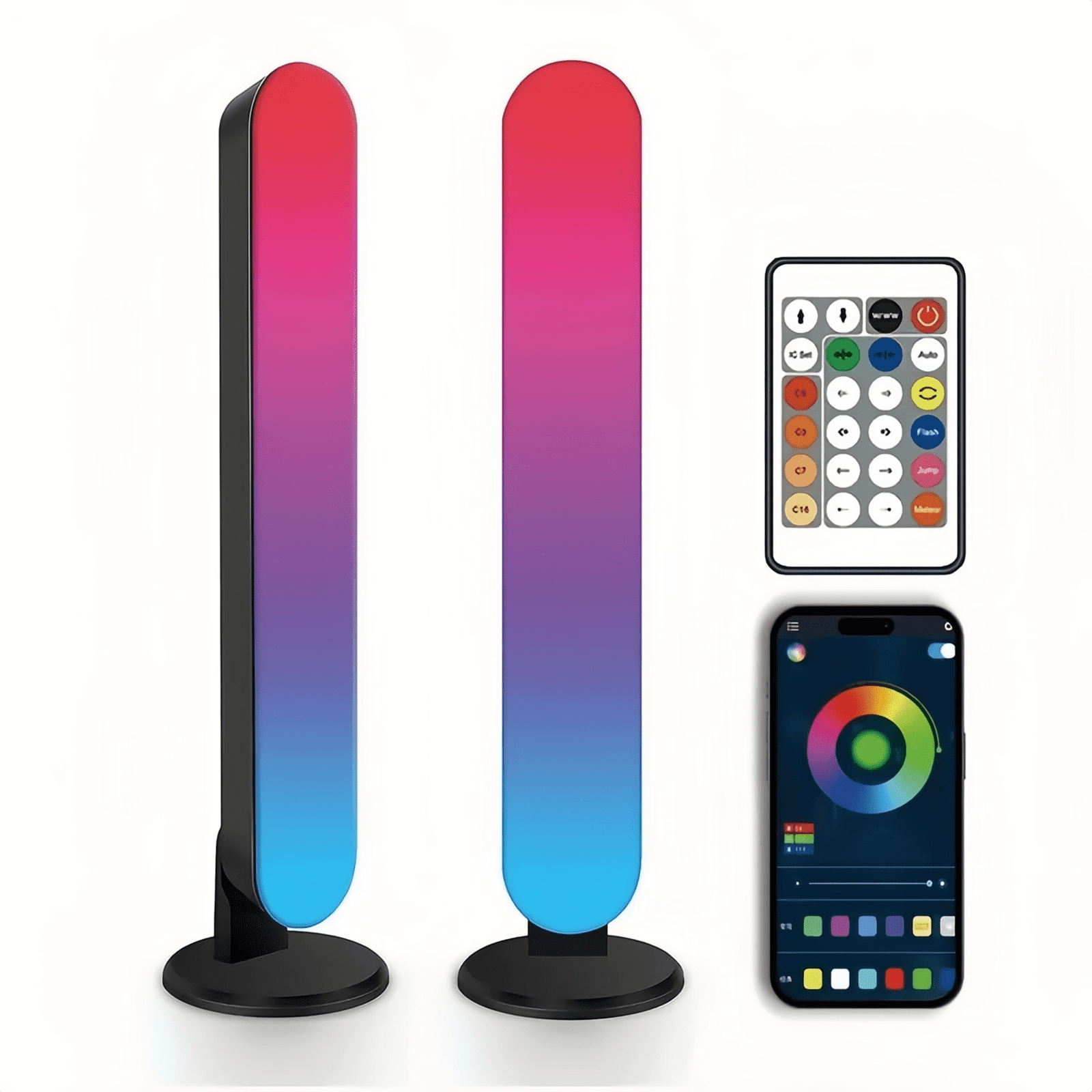 2 Pack RGB Light Bar,Music Sync Gaming RGB Lights,Smart APP TV Light ...