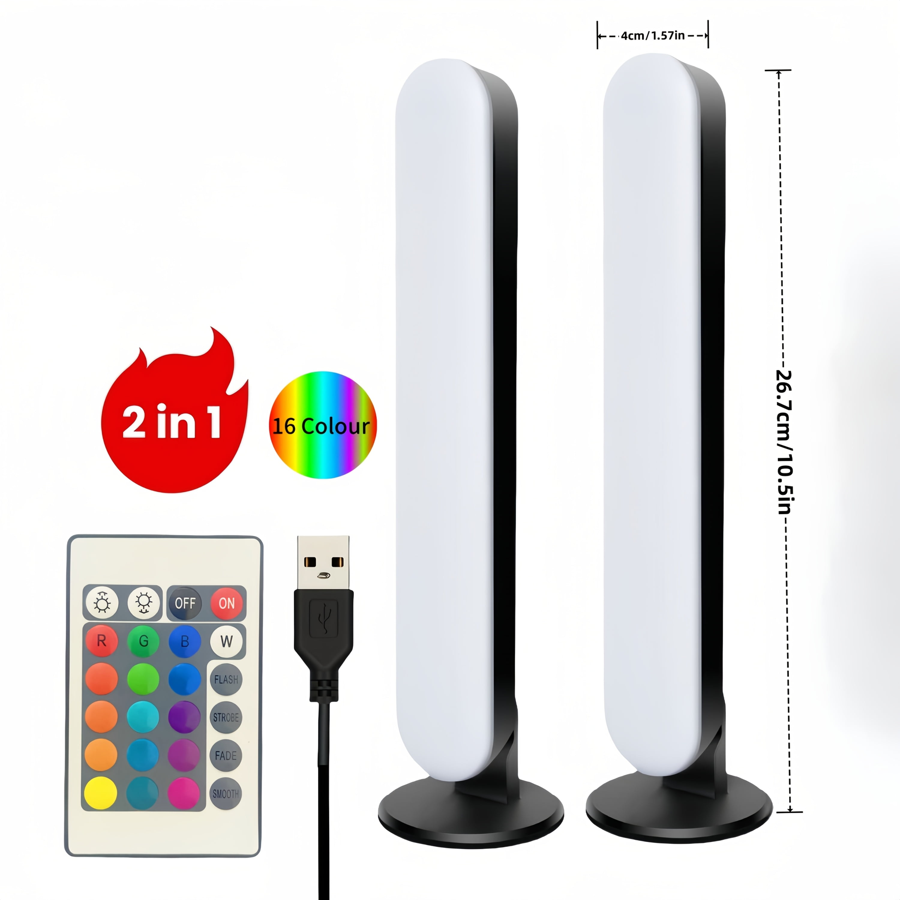 LED Light Bar USB Powered RGB Atmosphere Desktop Lamp with 24-Keys ...