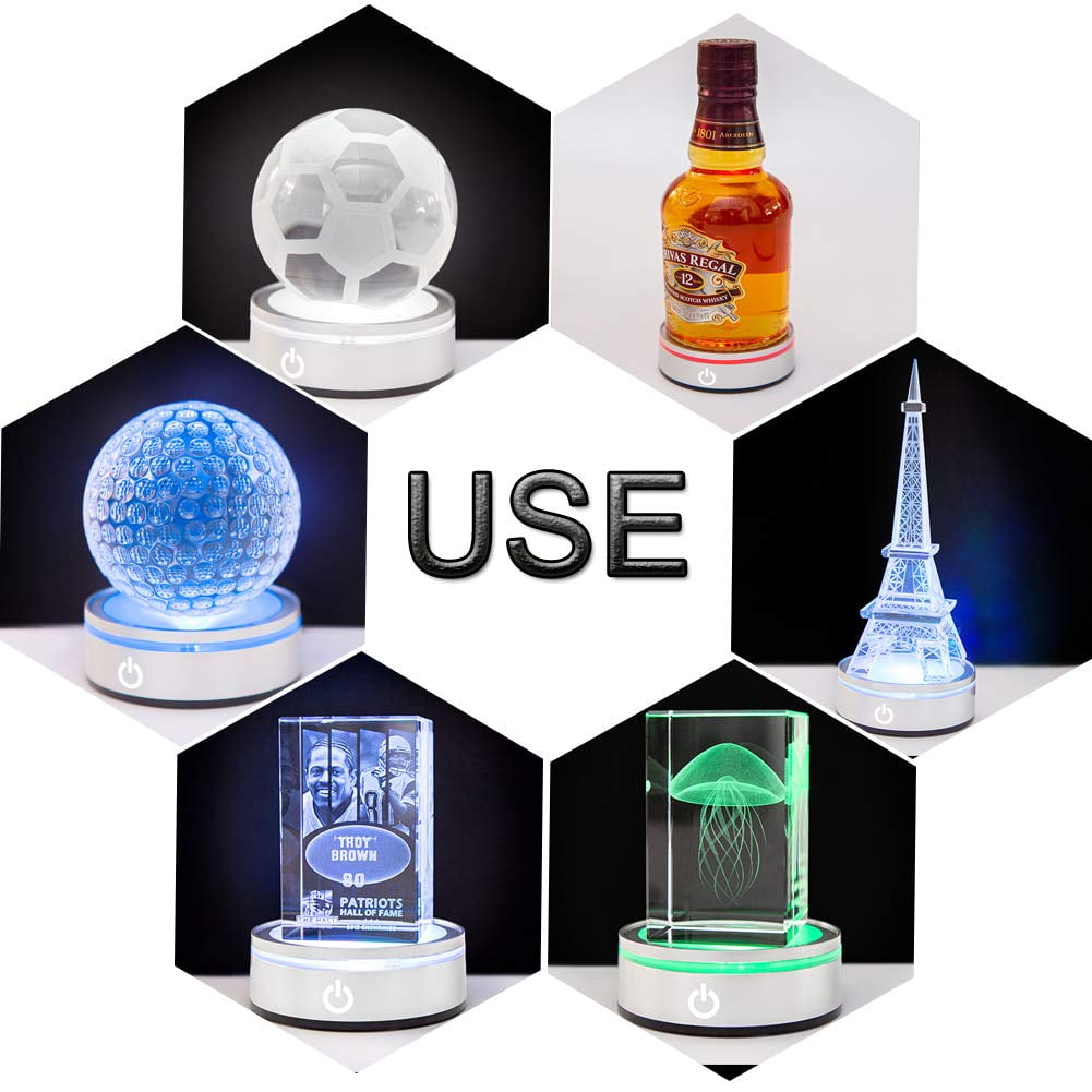 LED Light Base Lighted Display Stand for Crystal Ball Glass Art Tumbler ...