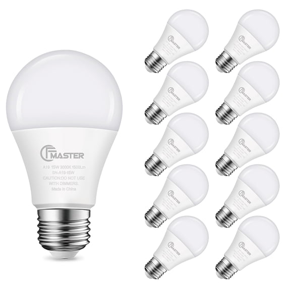 LED Light Bulb A19, 100W Equivalent, 15W 3000K Warm Light, 1500 Lumens ...