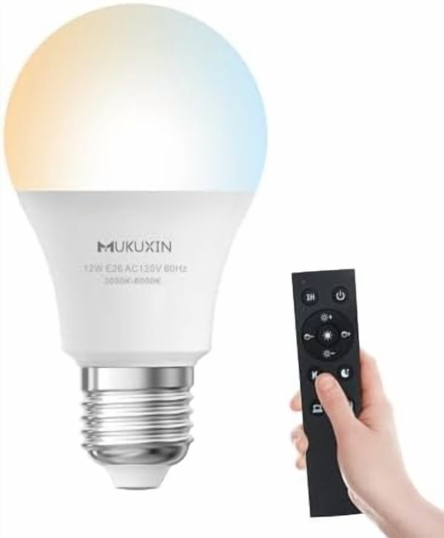 LED Light Bulb with Remote Control, 12W LED Bulb Dimmable 3000K-6000K ...