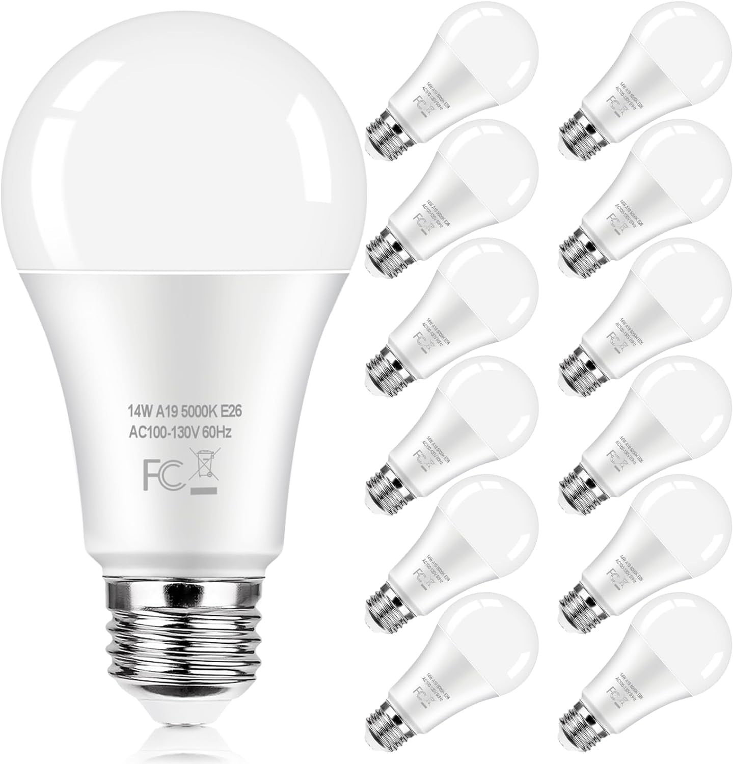 LED Light Bulbs 100 Watt Equivalent 1600 Lumens A19 14W Super Bright ...