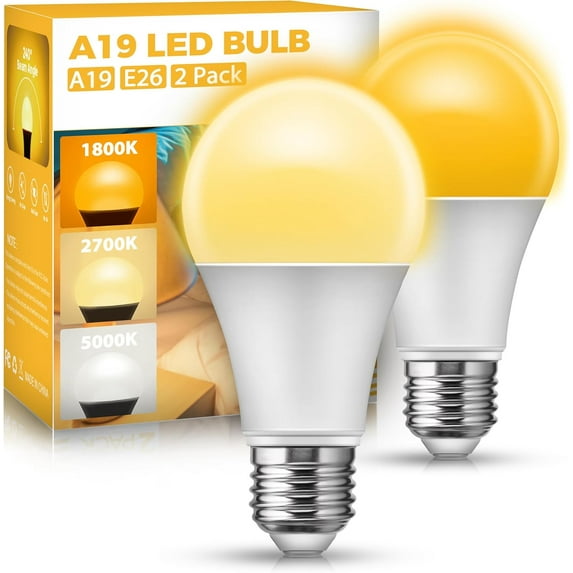 LED Light Bulbs, 3 Color Temperature(1800K/2700K/5000K), 9W LED Light ...